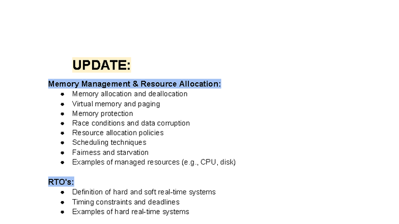 OS 101: Memory Management & Resource Allocation Cheat Sheet - Studocu