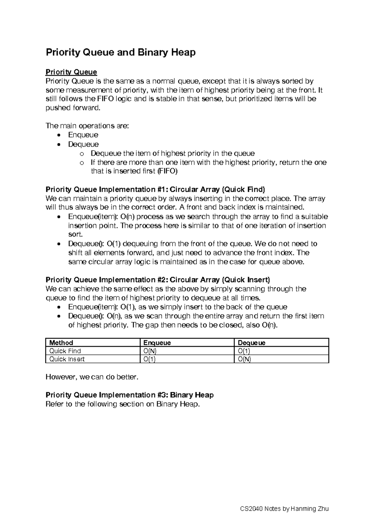Priority Queue and Binary Heap Concepts - CS101 Lecture Notes - Studocu