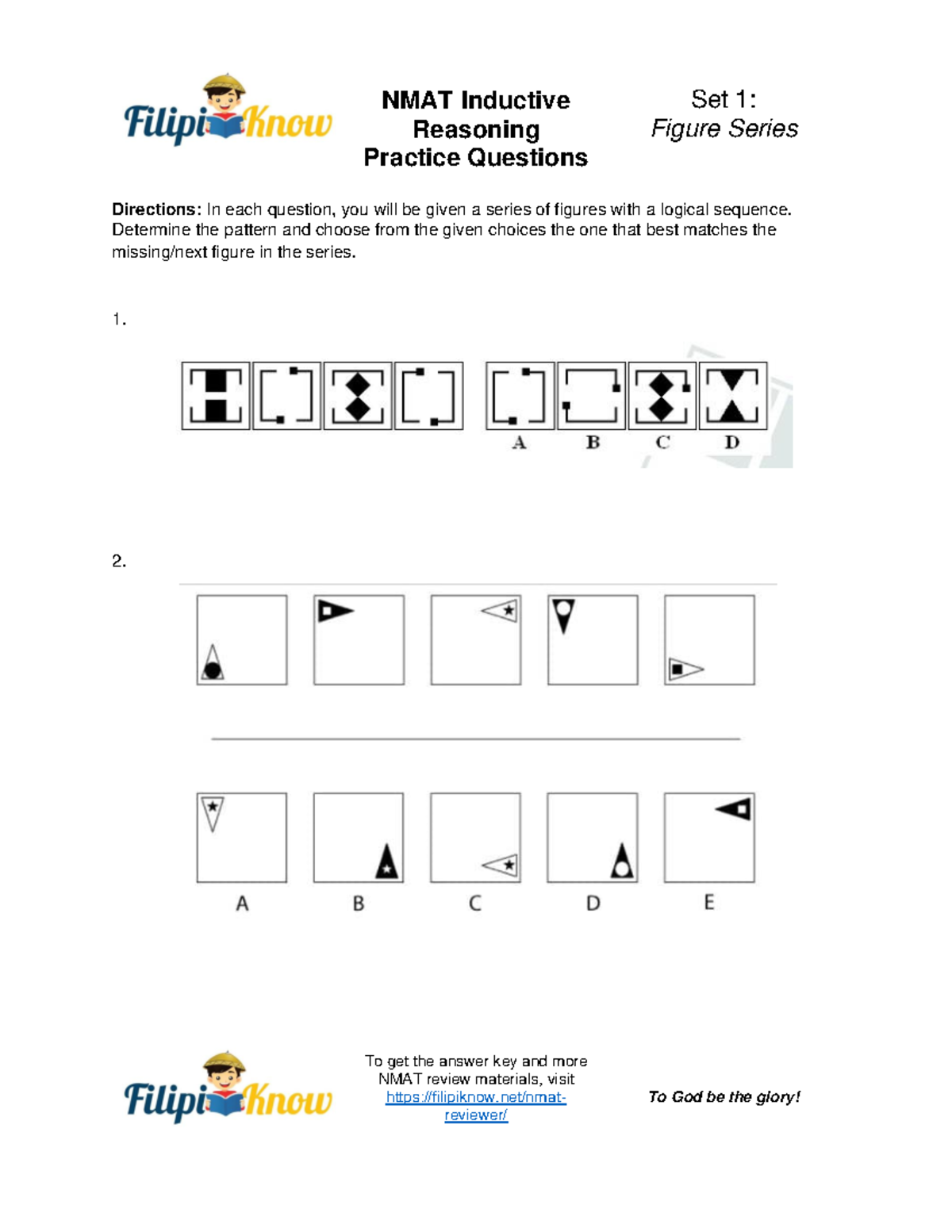 NMAT Inductive Reasoning Practice Qs - Figure Series Set 1 - Studocu
