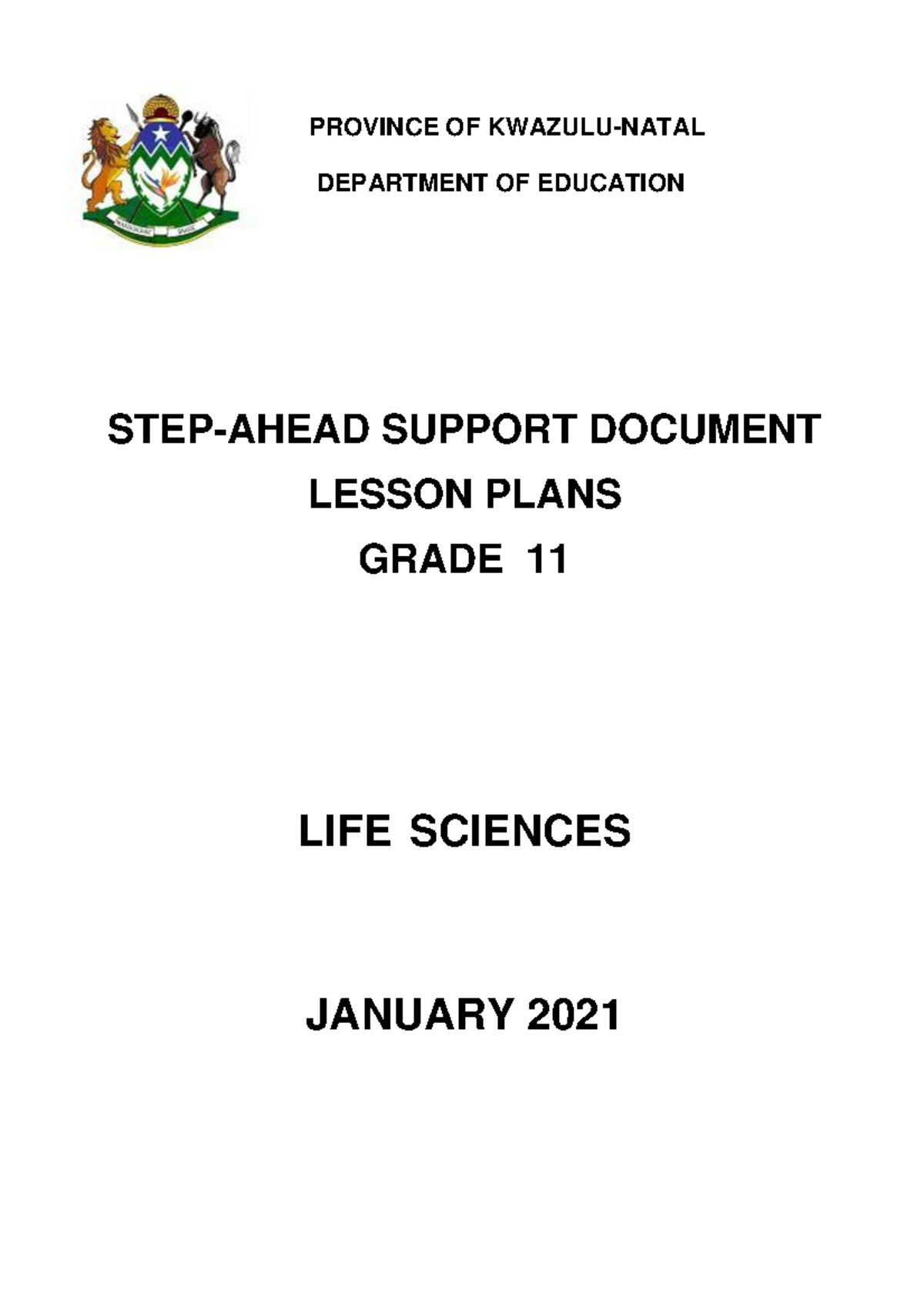 Grade 11 Life Sciences Lesson Plans - January 2021 Edition - Studocu