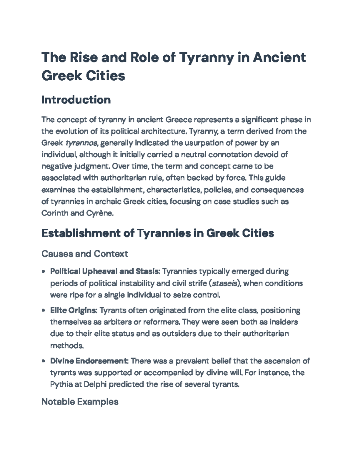 The Rise and Impact of Tyranny in Ancient Greek City-States: A Study ...