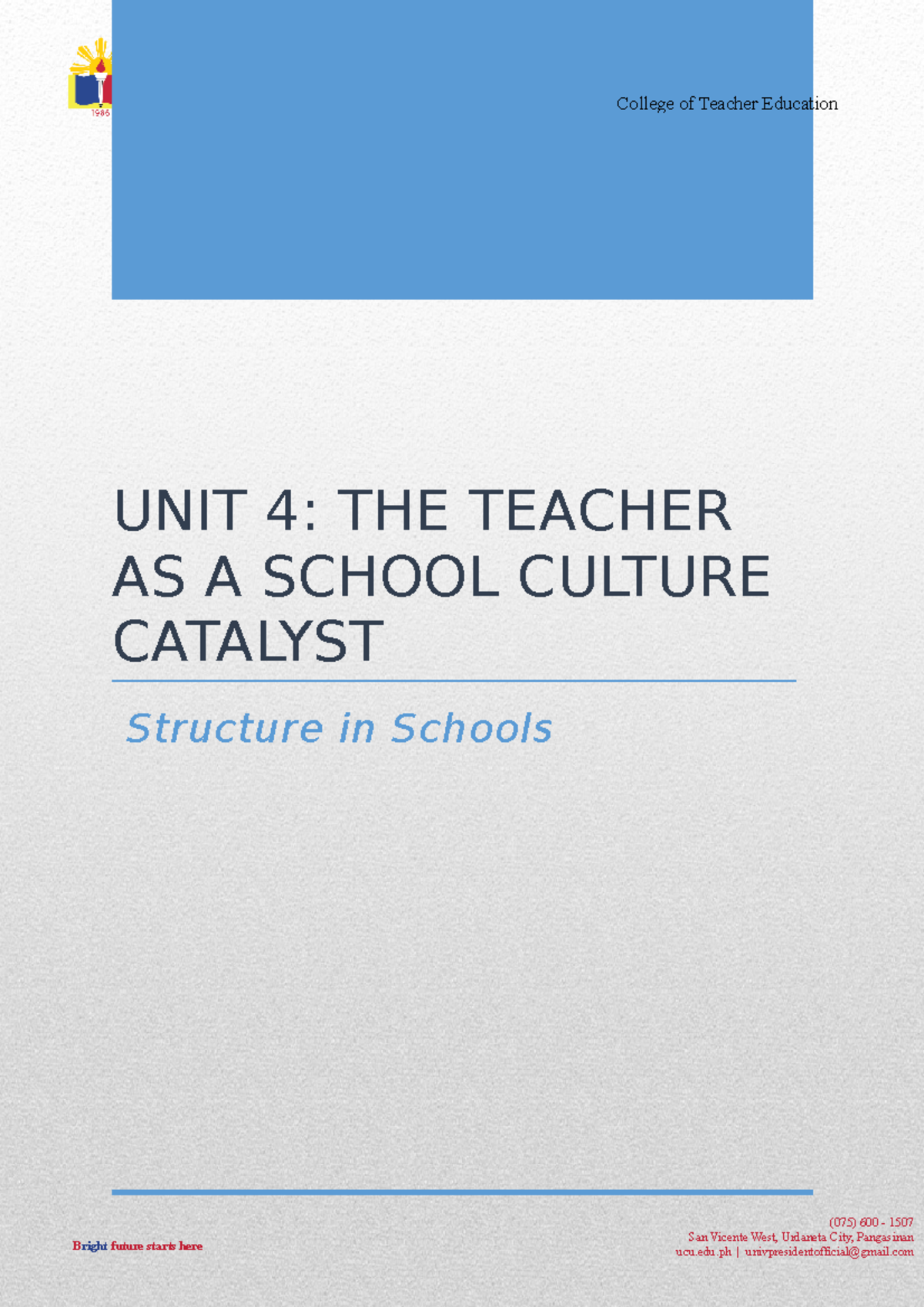 Teacher as a Catalyst for School Culture: Insights from Weber & Hall ...