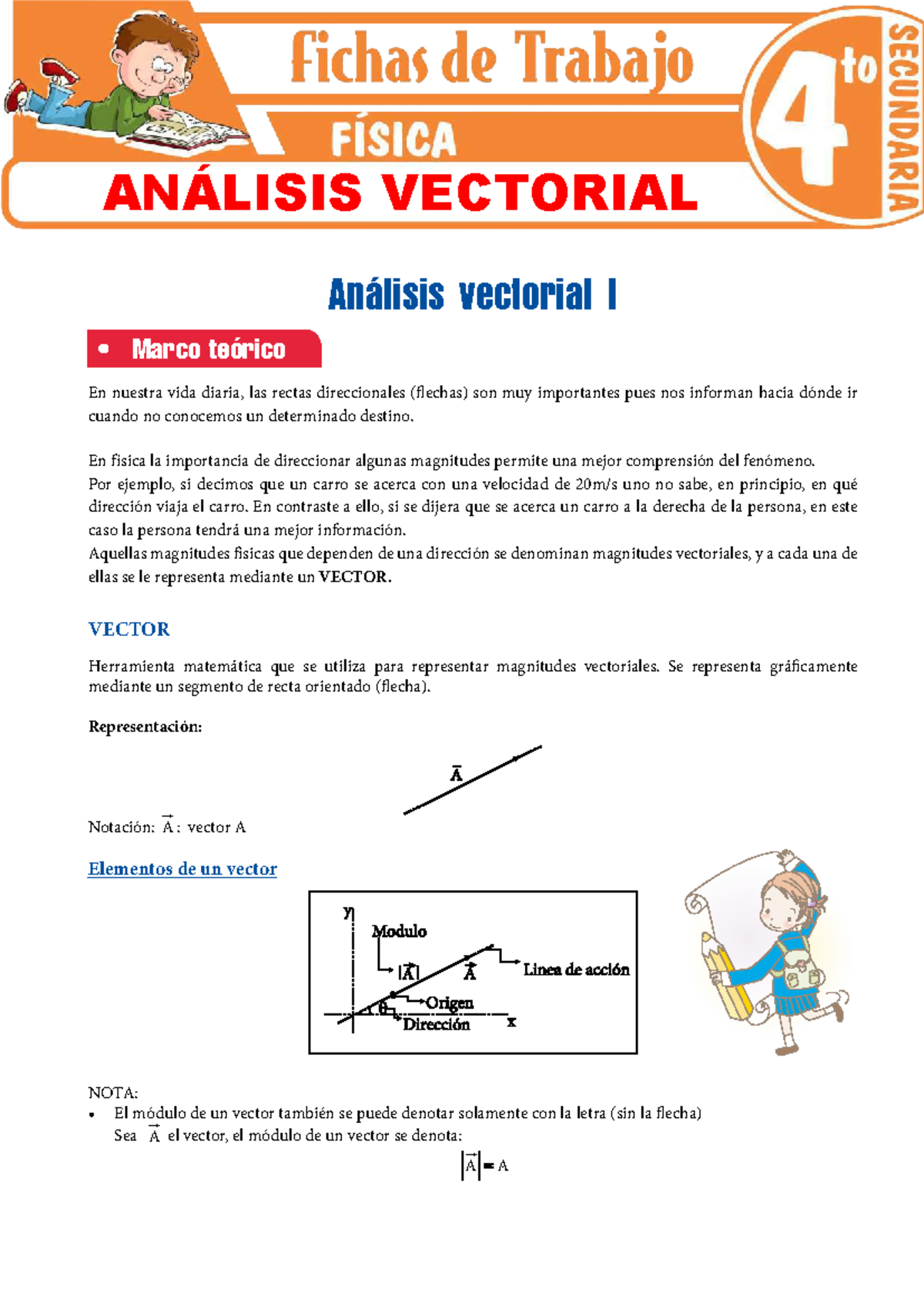 ANÁLISIS VECTORIAL I - Notas para Cuarto Grado de Secundaria - Studocu