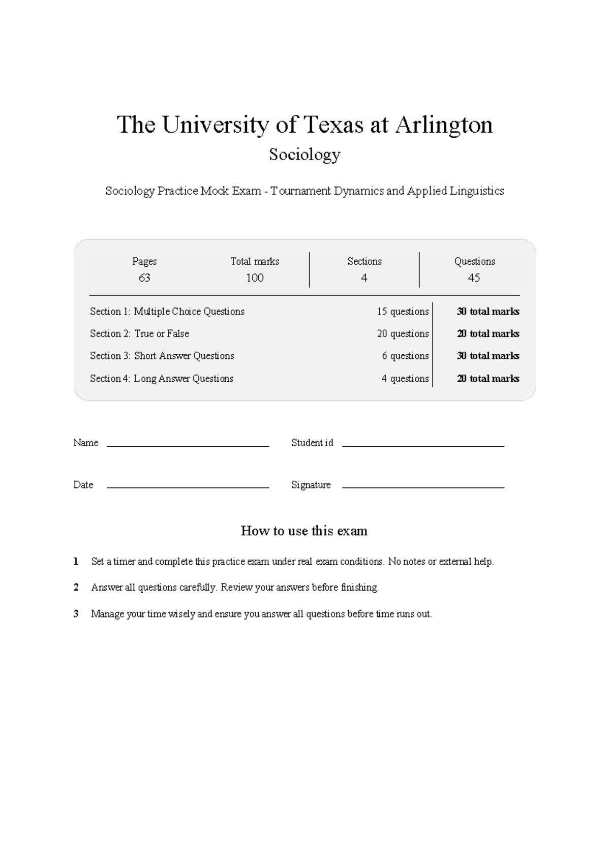 SOCI 4365 Sociology Practice Mock Exam 2026 - Studocu