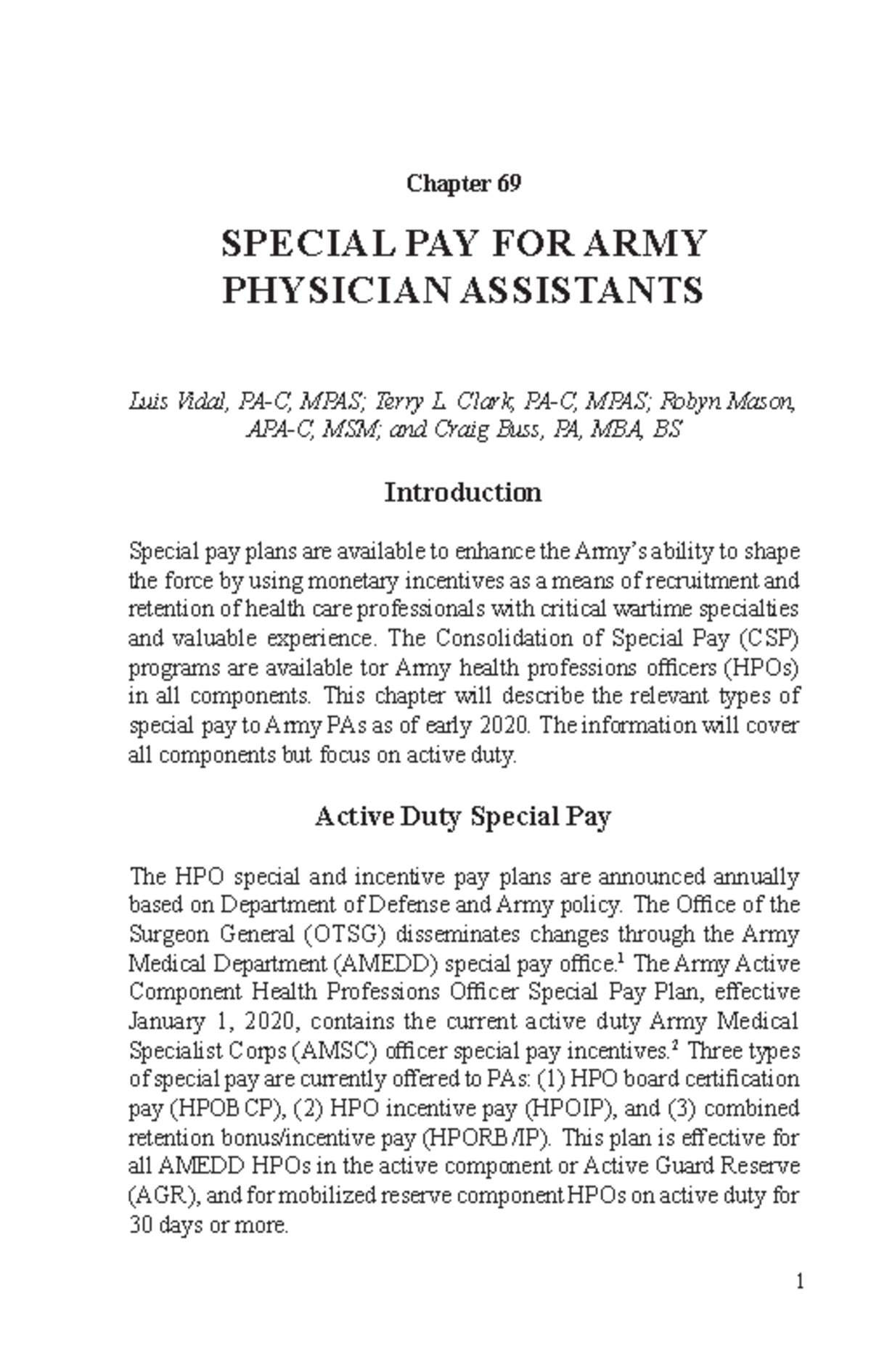 PA Special Pay for Army PAs - Comprehensive Overview and Guidelines ...