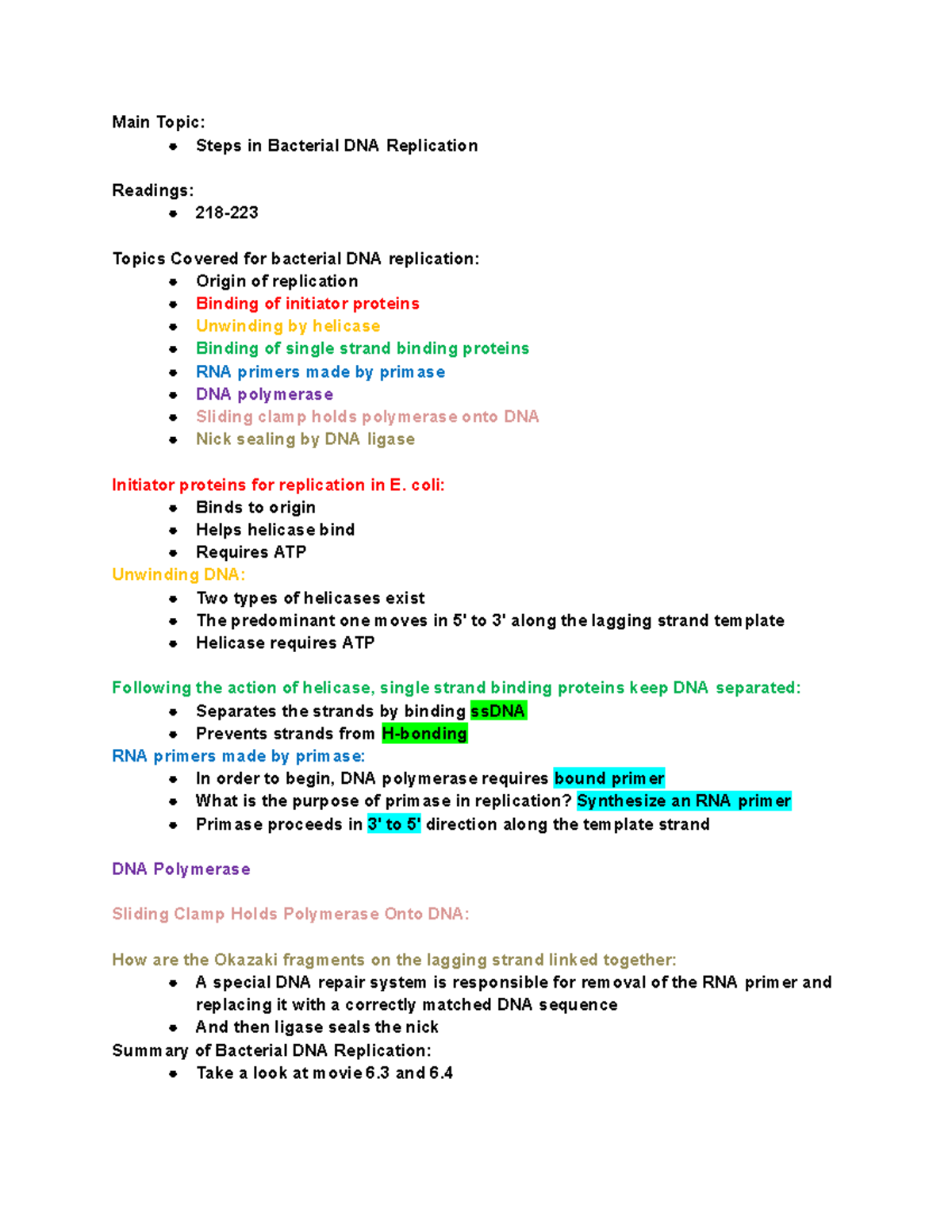 Bacterial DNA Replication Steps: Detailed Overview and Summary - Studocu