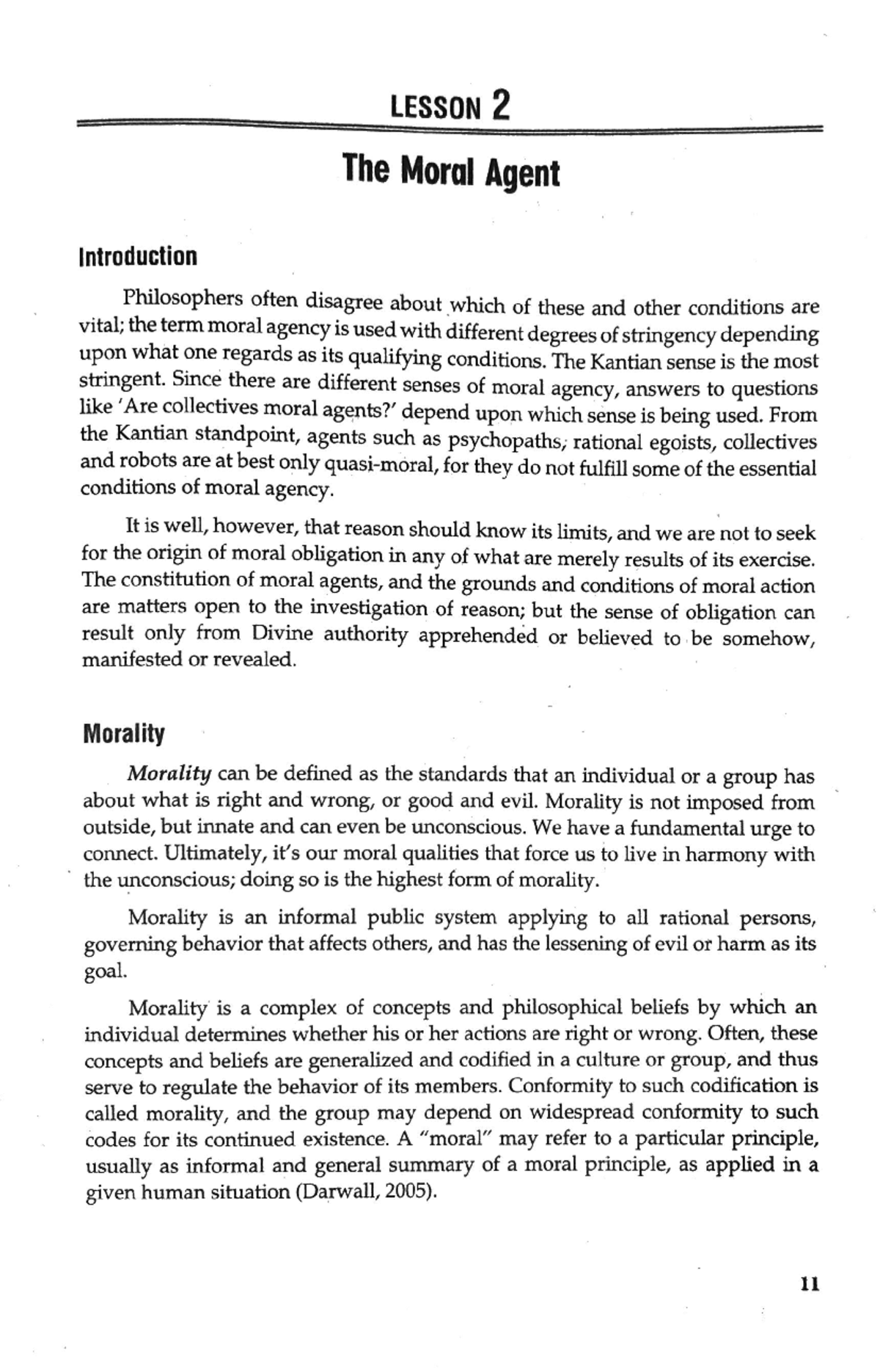 LESSON 2: Understanding the Moral Agent in Ethics - Studocu