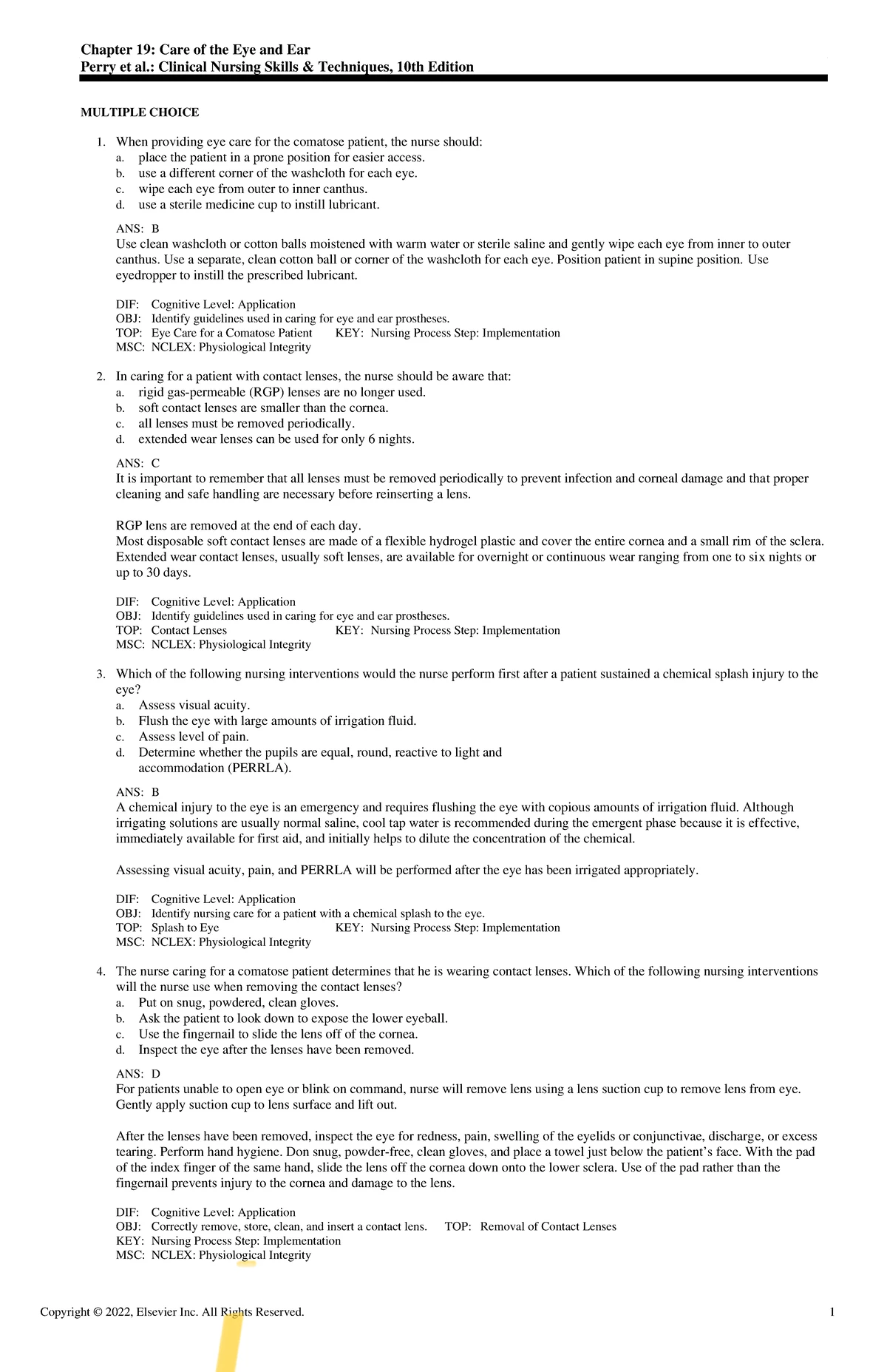 NUR 201 - Medical Asepsis: Chapter 09 Quiz Notes and Study Guide - Studocu