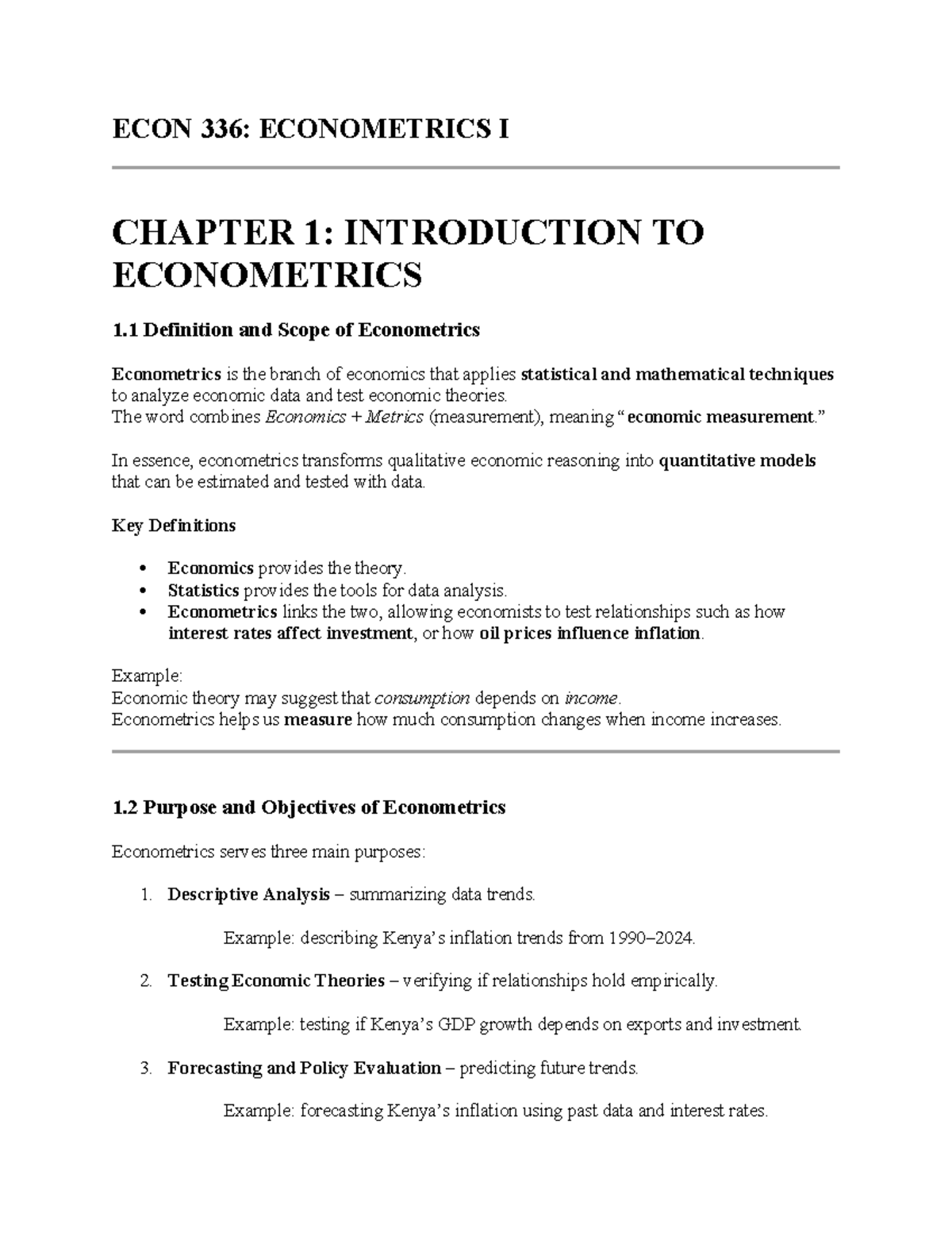 ECON 336: Econometrics I - Chapter 1: Introduction to Econometrics ...