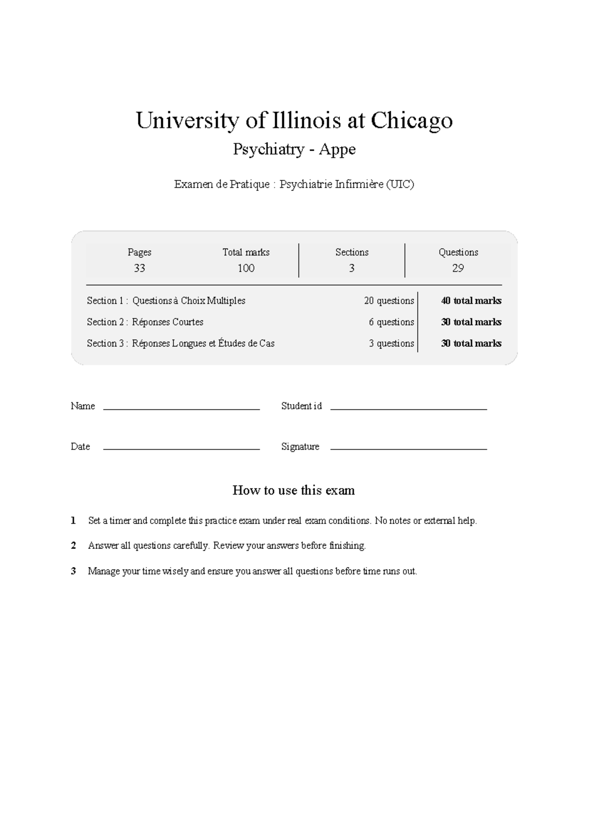 PMPR 396 Psychiatry - UIC Practice Exam Notes 2026 - Studocu