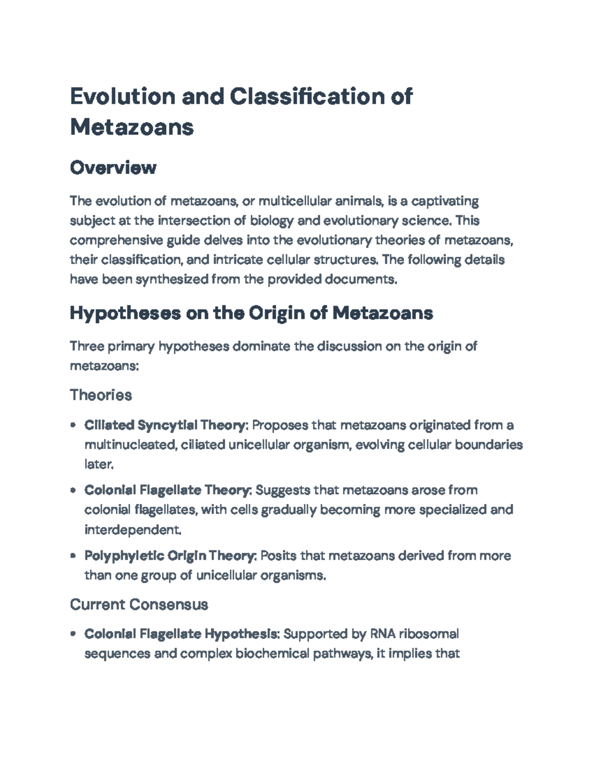 Evolution and Classification of Metazoans: A Comprehensive Overview ...