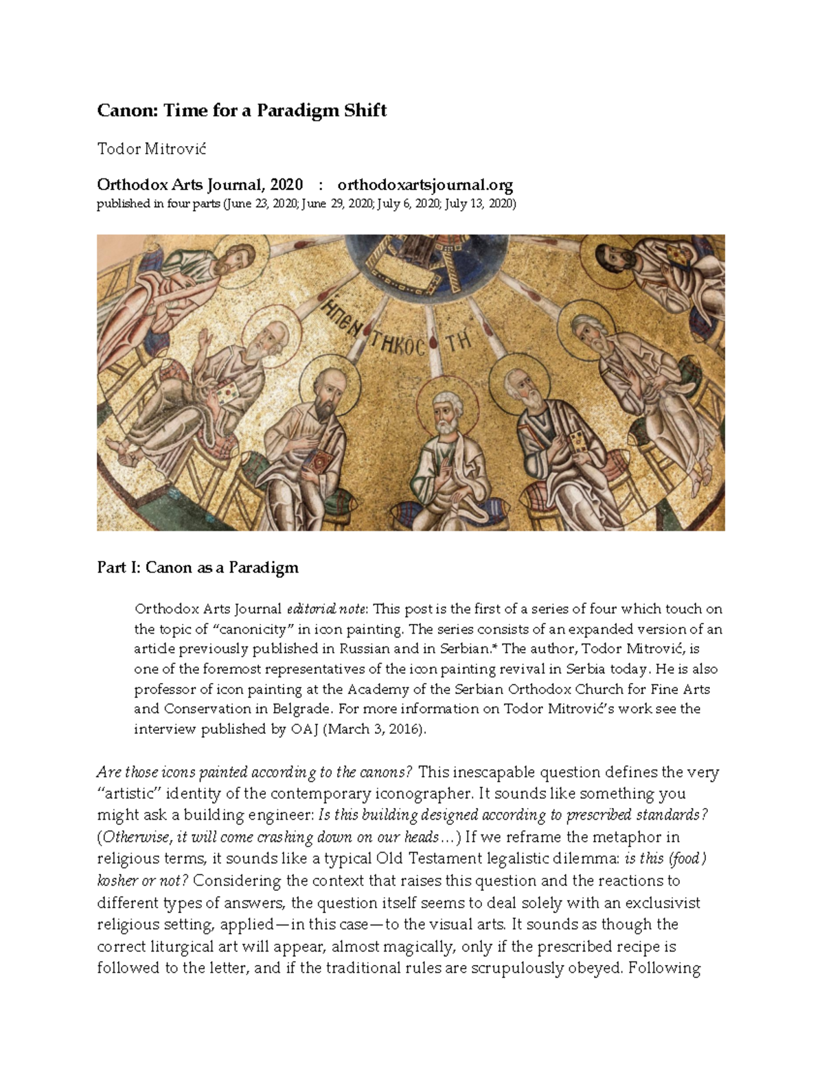 Canon: Paradigm Shift in Contemporary Icon Painting - Studocu