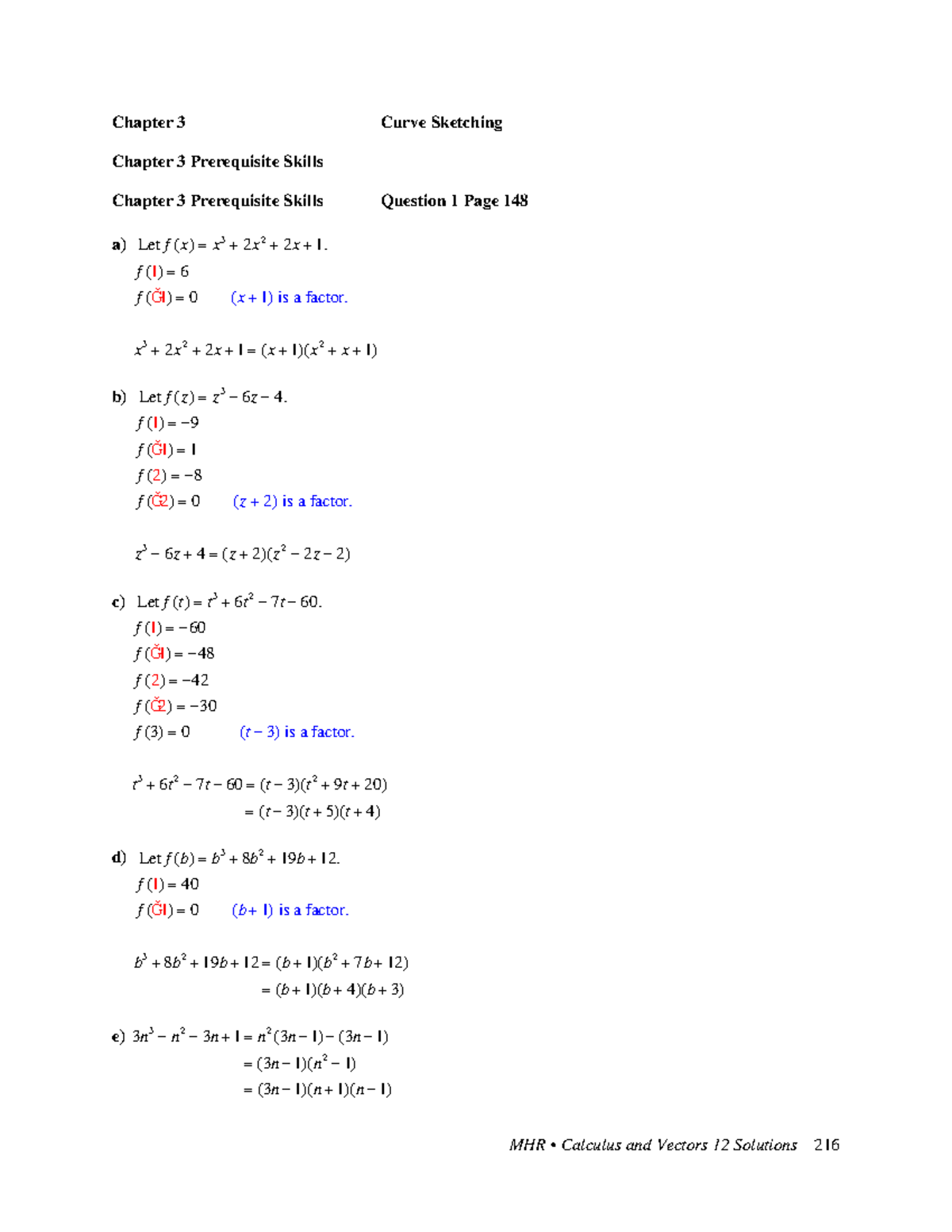 Chapter 3 solutions - sheet - Chapter 3 Curve Sketching Chapter 3 ...
