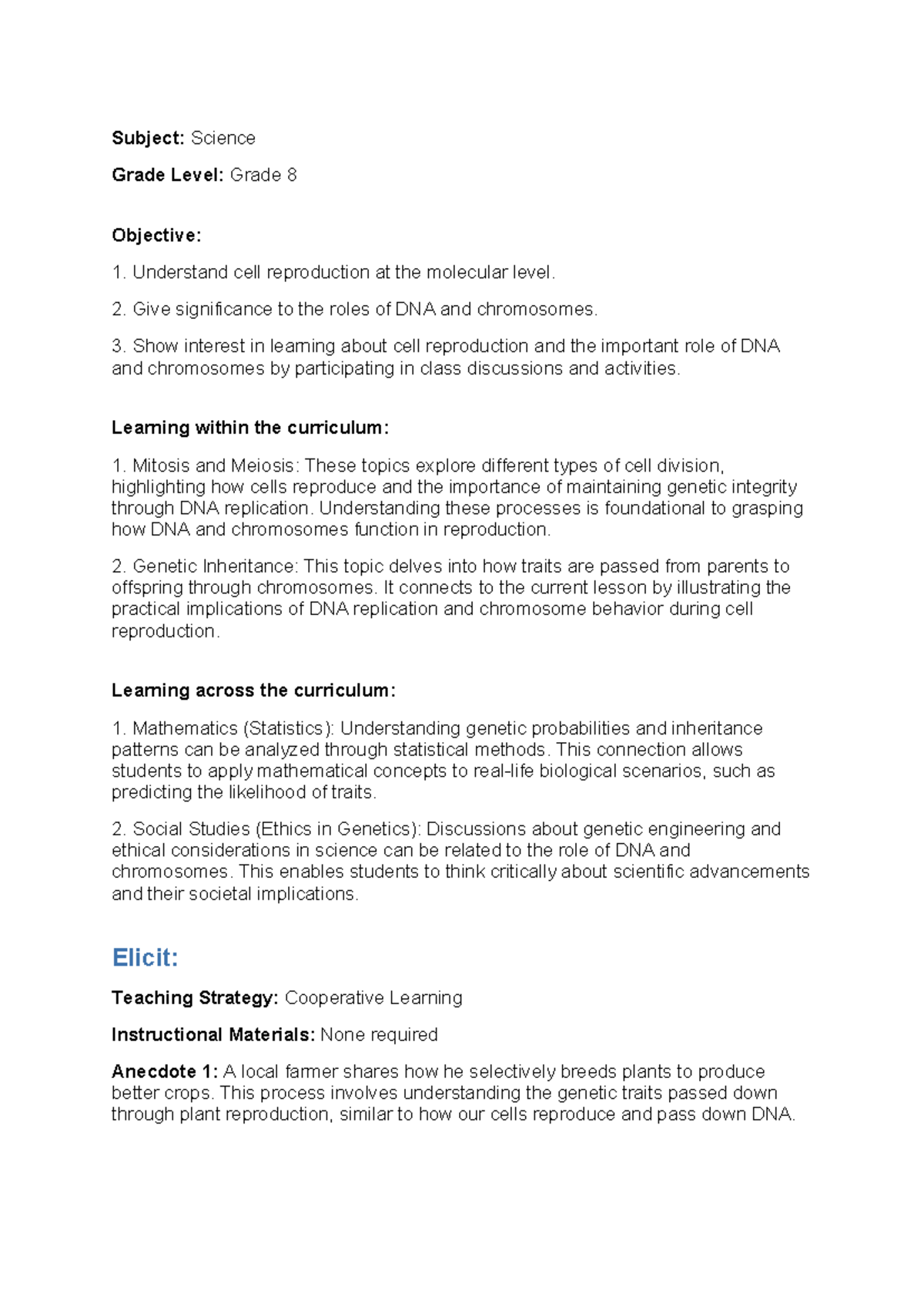 Understanding the Cell Cycle and Its Role in Genetics - 8th Grade LP ...