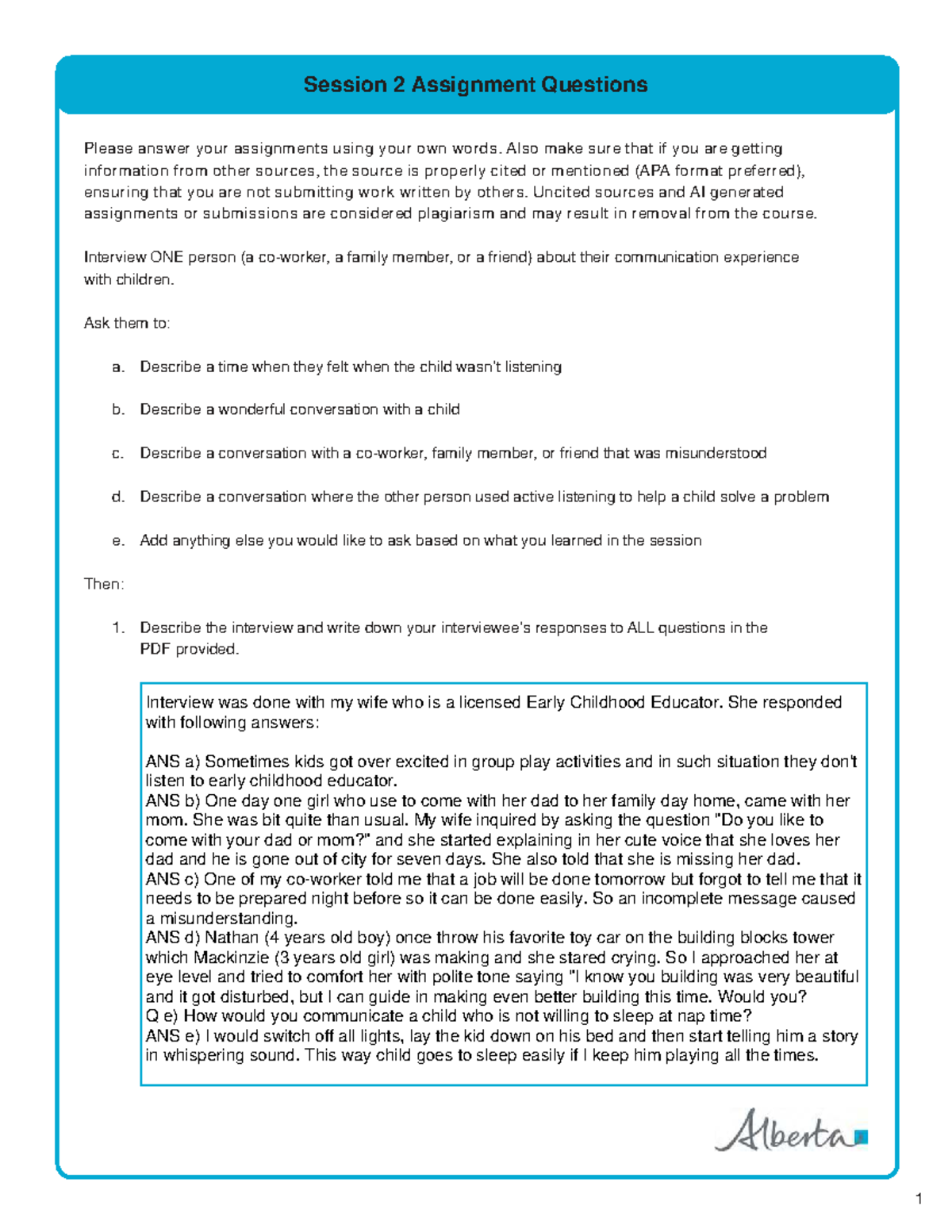 Session 02 - Assignment: Interview on Child Communication Experiences ...