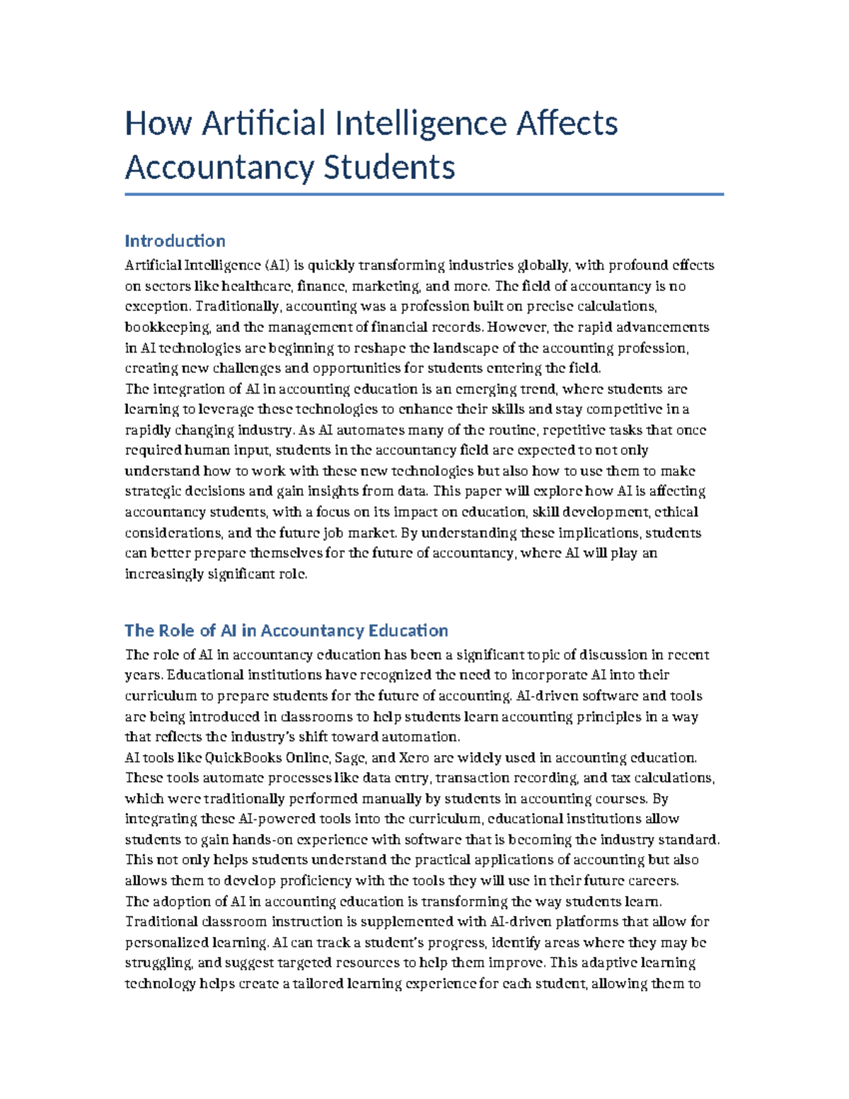 AI's Impact on Accountancy Students: Education & Skills Development ...