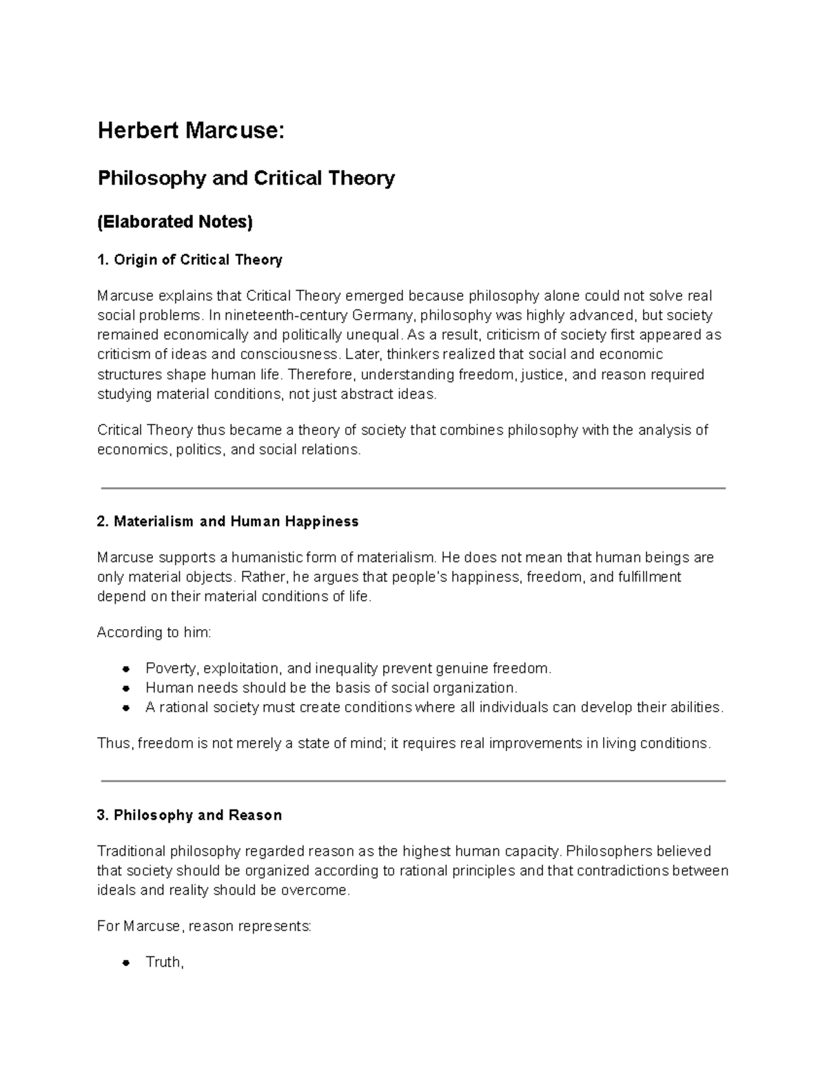 Marcuse 2 - Critical Theory and Social Transformation Notes - Studocu