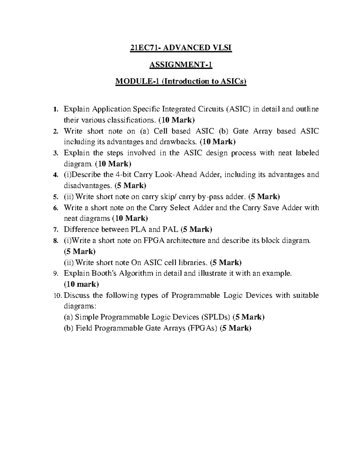 AVLSI-Assignment 1: Key Questions on ASICs & Design Processes - Studocu