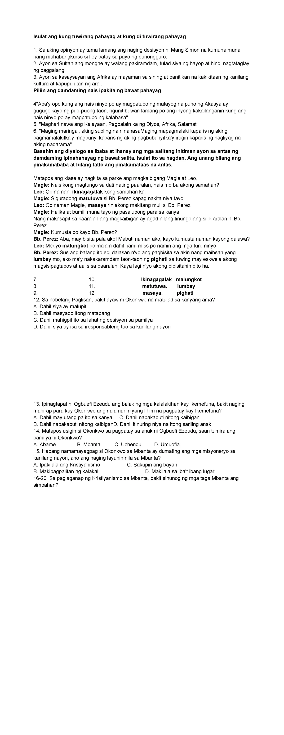 ESP- Lesson Review on Katarungan and Kasipagan - Studocu