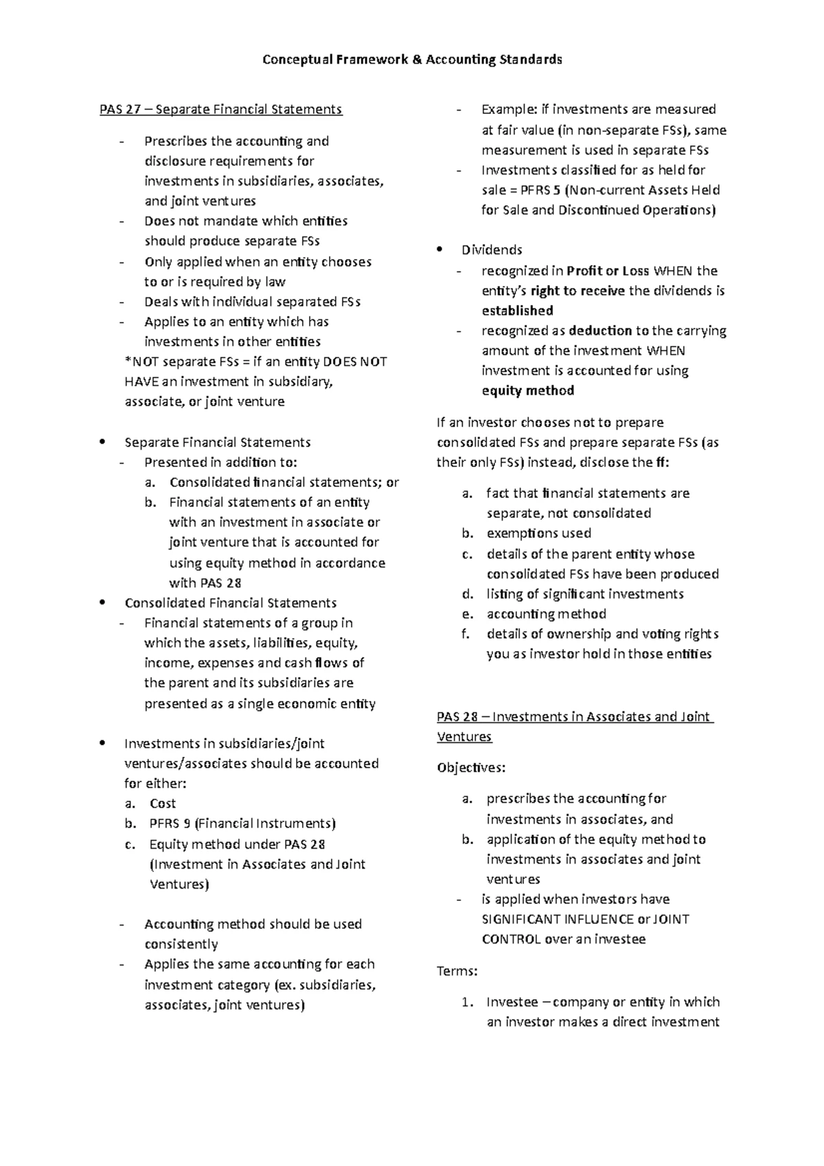 PAS 27 – Separate Financial Statements and PAS 28 – Investments in ...