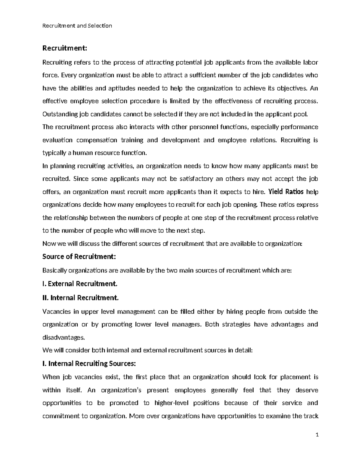 Recruitment and Selection Process: Comprehensive Notes for HR ...