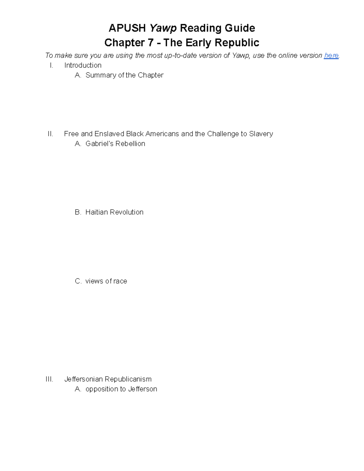 Chapter 7 - Outline Reading Guide - APUSH Yawp Reading Guide Chapter 7 ...