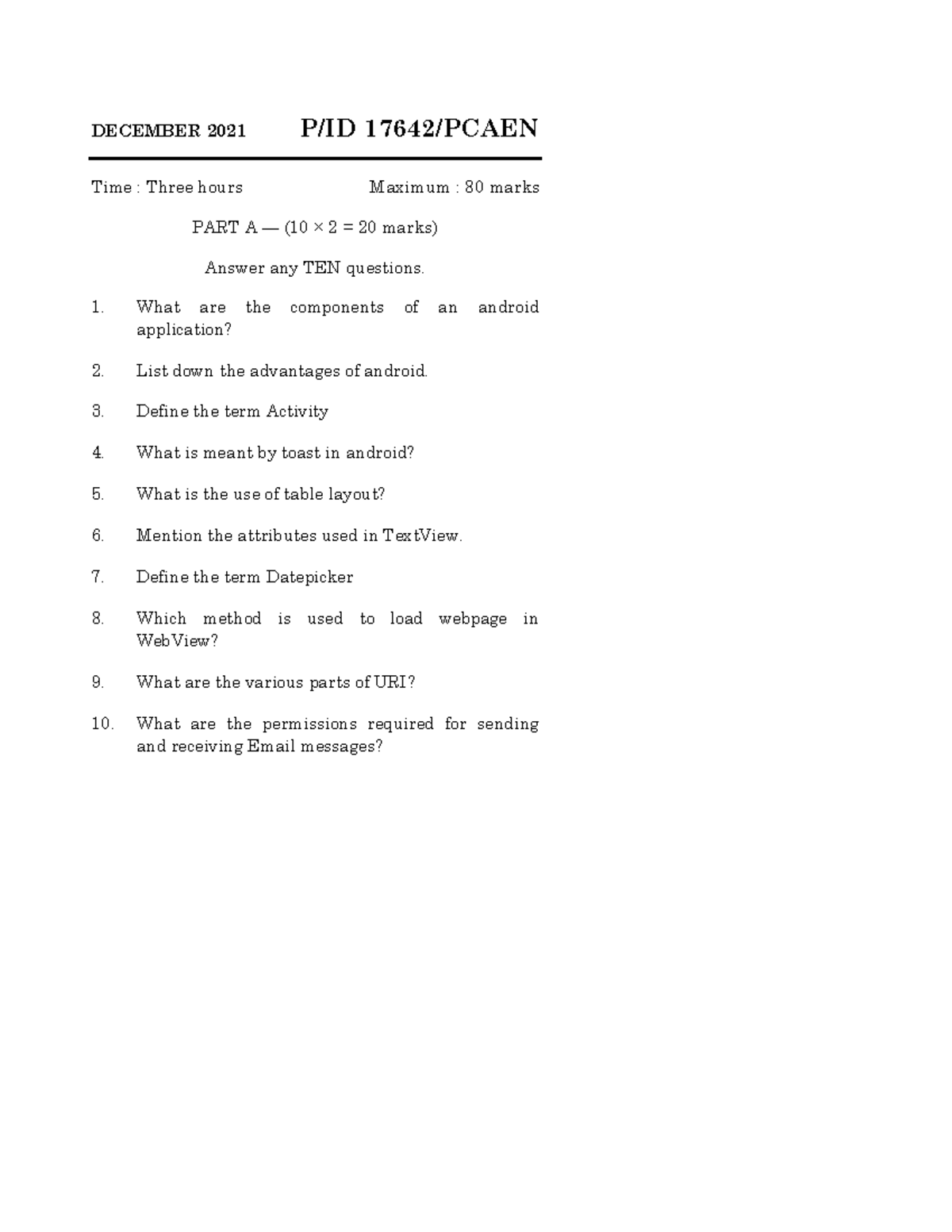 Mobile Application Development 2021-2023 Question Papers & Solutions ...