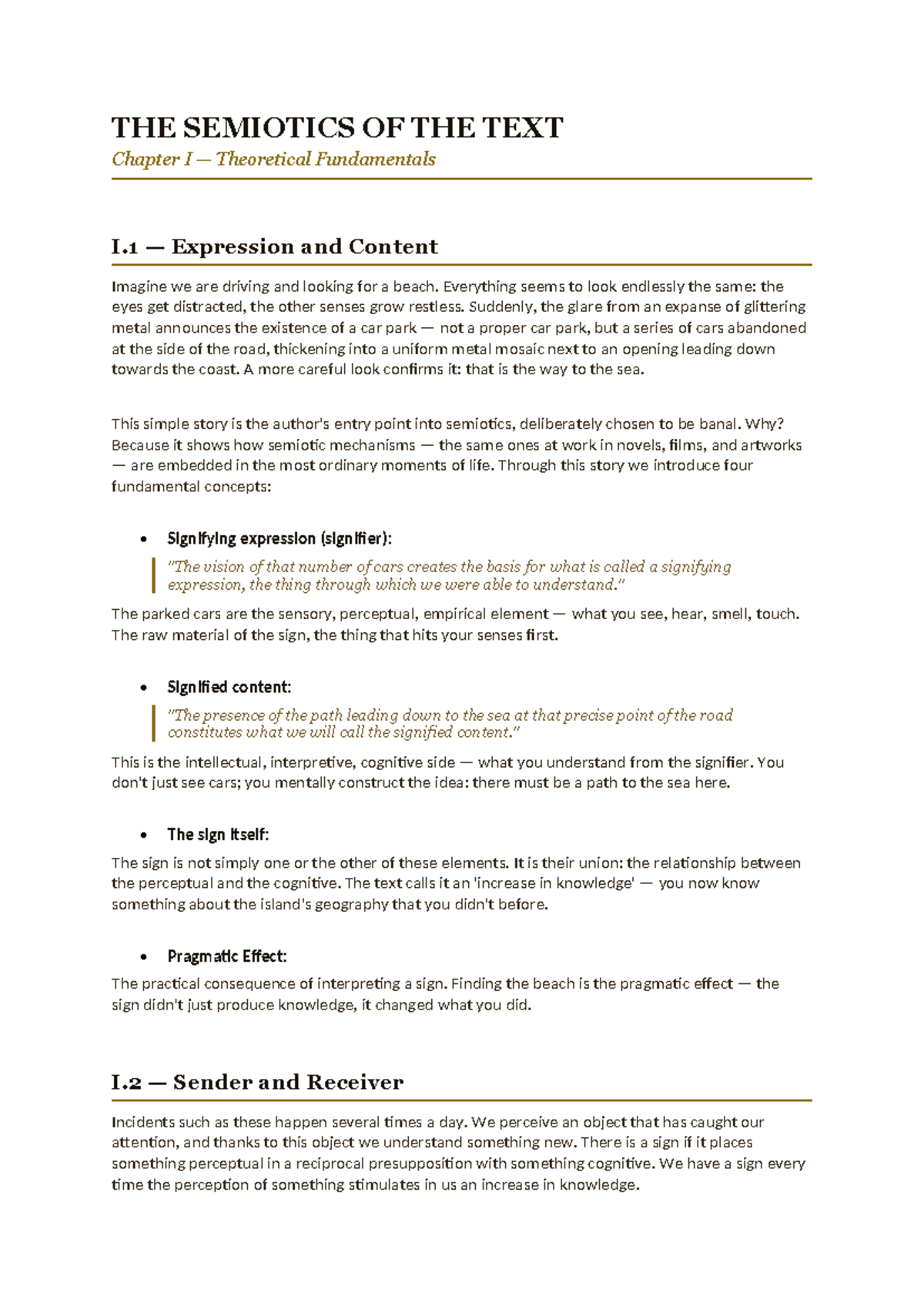 Semiotics Notes (Repaired) - Chapter I: Theoretical Fundamentals - Studocu