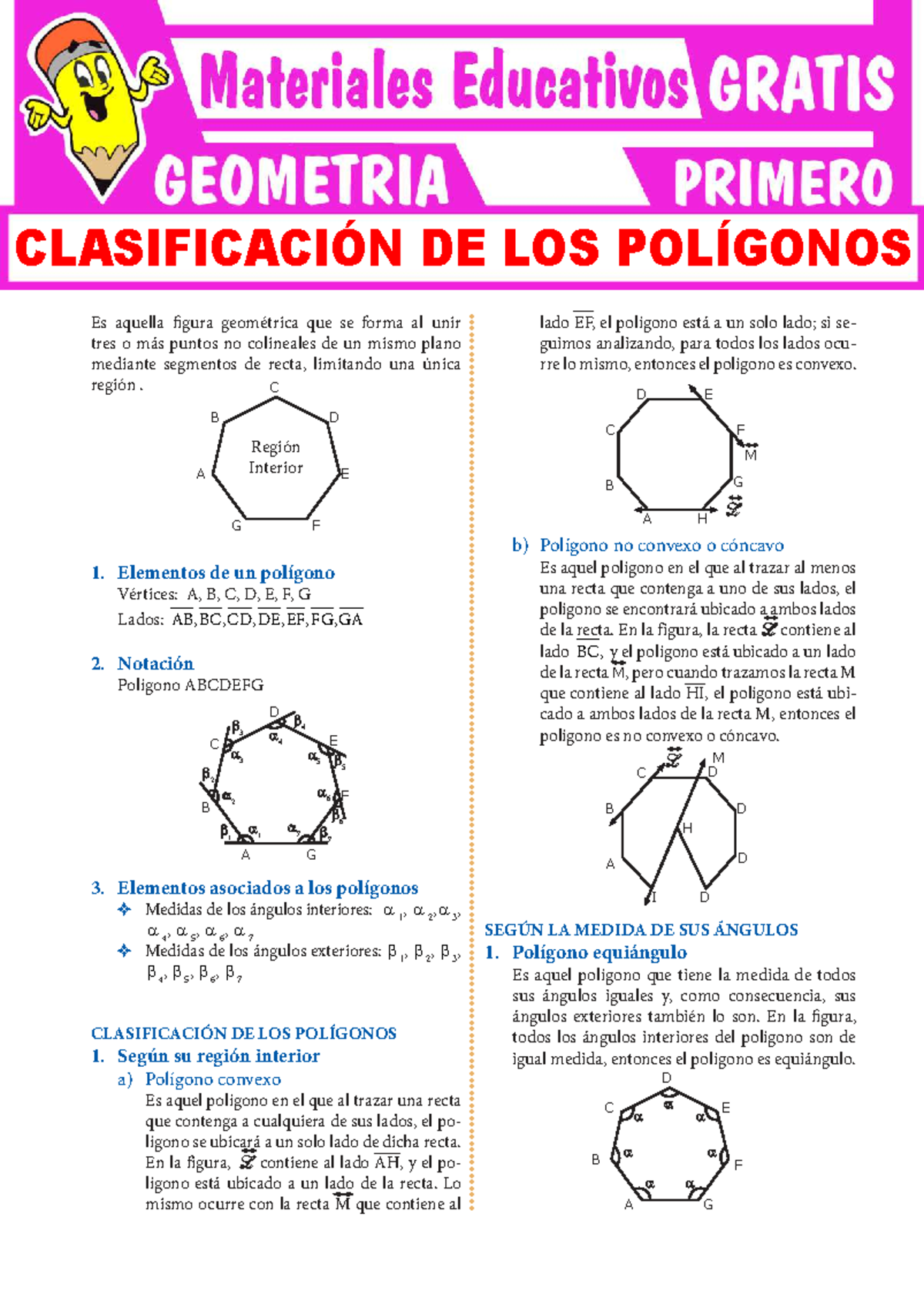 Clasificación de los Polígonos - Primer Grado de Secundaria - Studocu