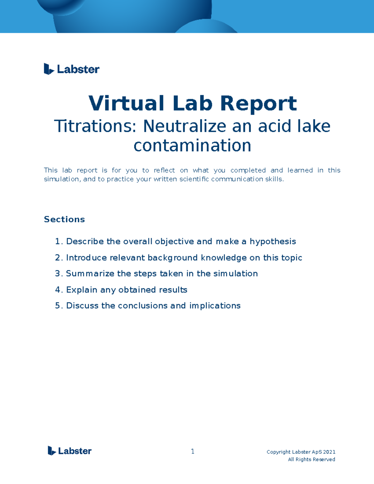 Titrations Lab Report: Neutralizing Acid Contamination MT - Studocu