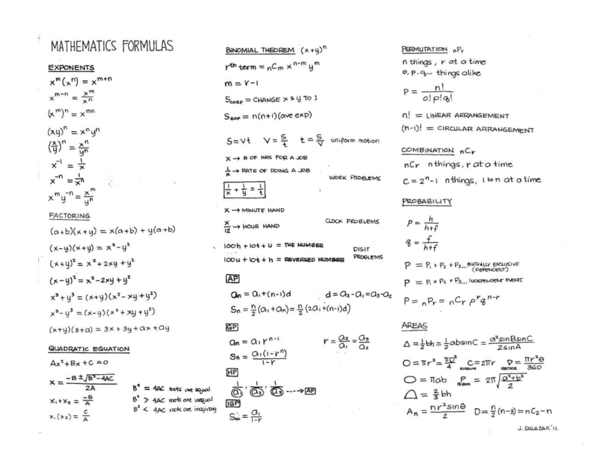 CELE Compiled Formulas - Essential Engineering Reference Toolkit - Studocu