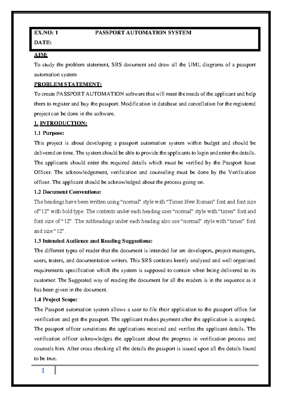 CCS356 - OOSE Lab: Passport Automation System UML Diagrams - Studocu