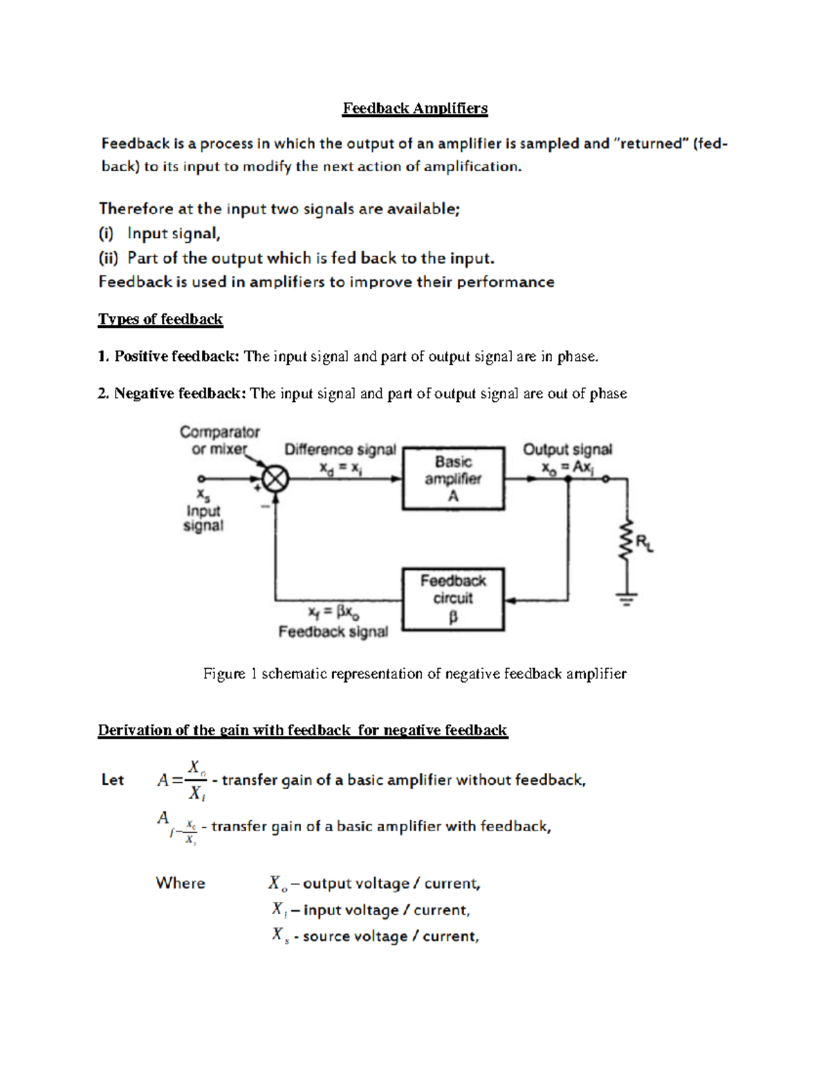 Feedback Amplifiers lecture notes Electrical & Electronics Engineering ...