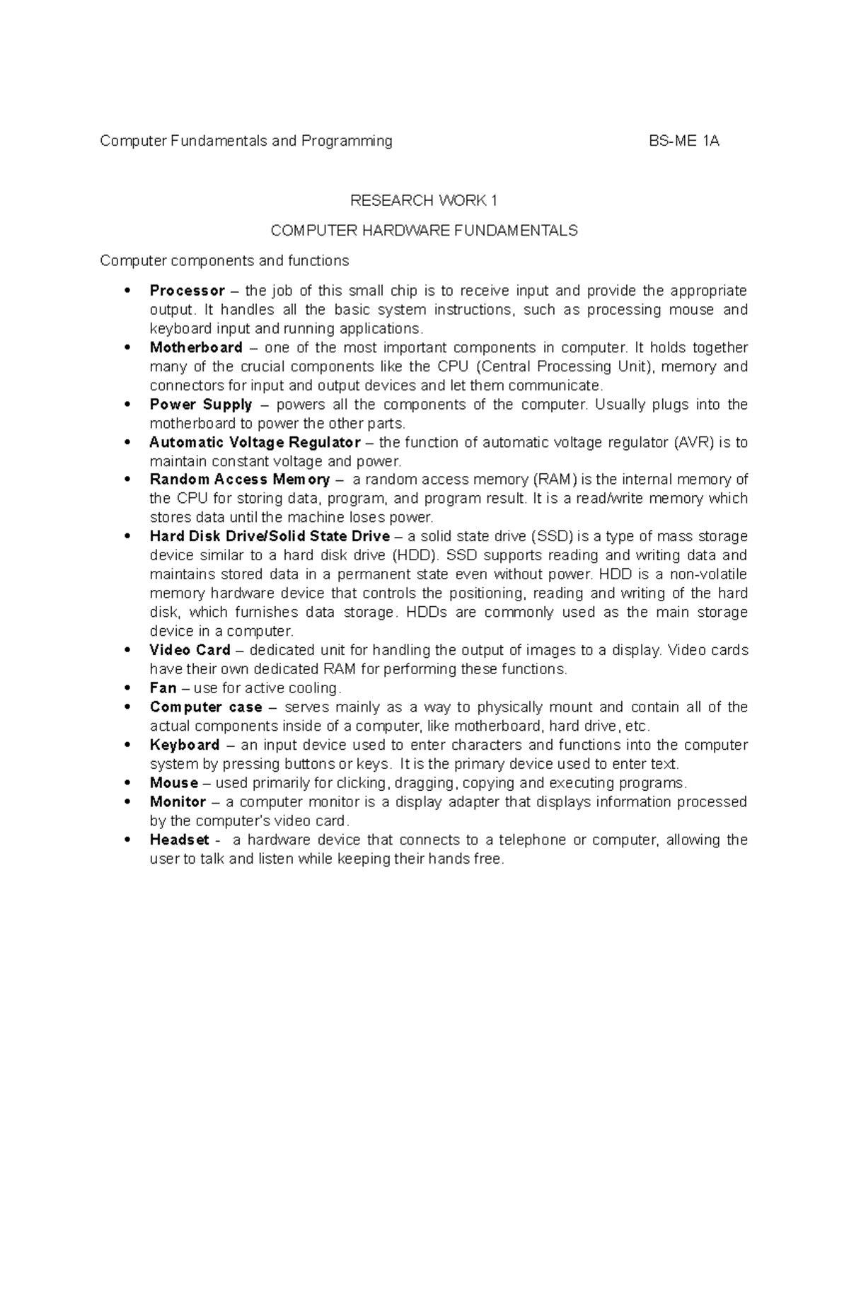 Computer components - Computer Fundamentals and Programming - PangSU - Studocu