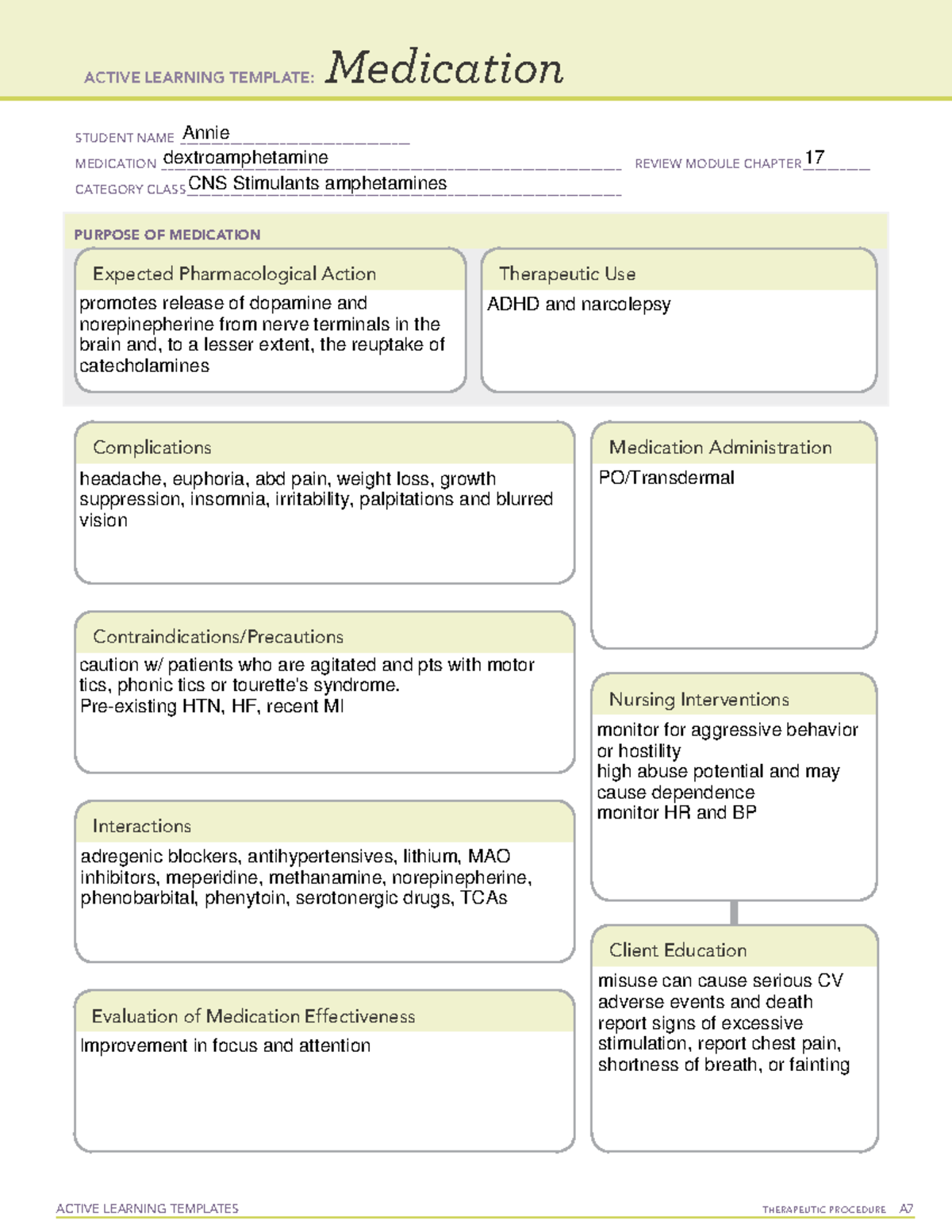 Dextroamphetamine - Med card - ACTIVE LEARNING TEMPLATES TherapeuTic ...