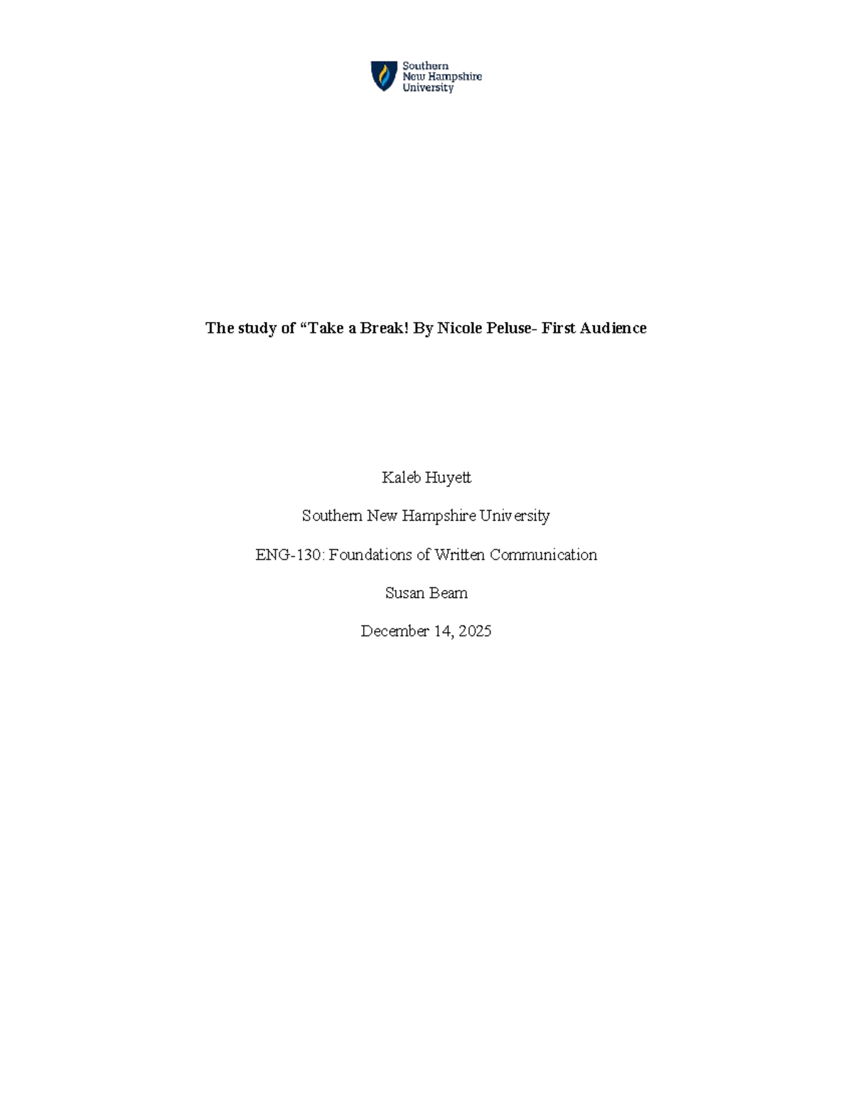 ENG 130: Analyzing Stress Management in Nicole Peluse's Article - Studocu