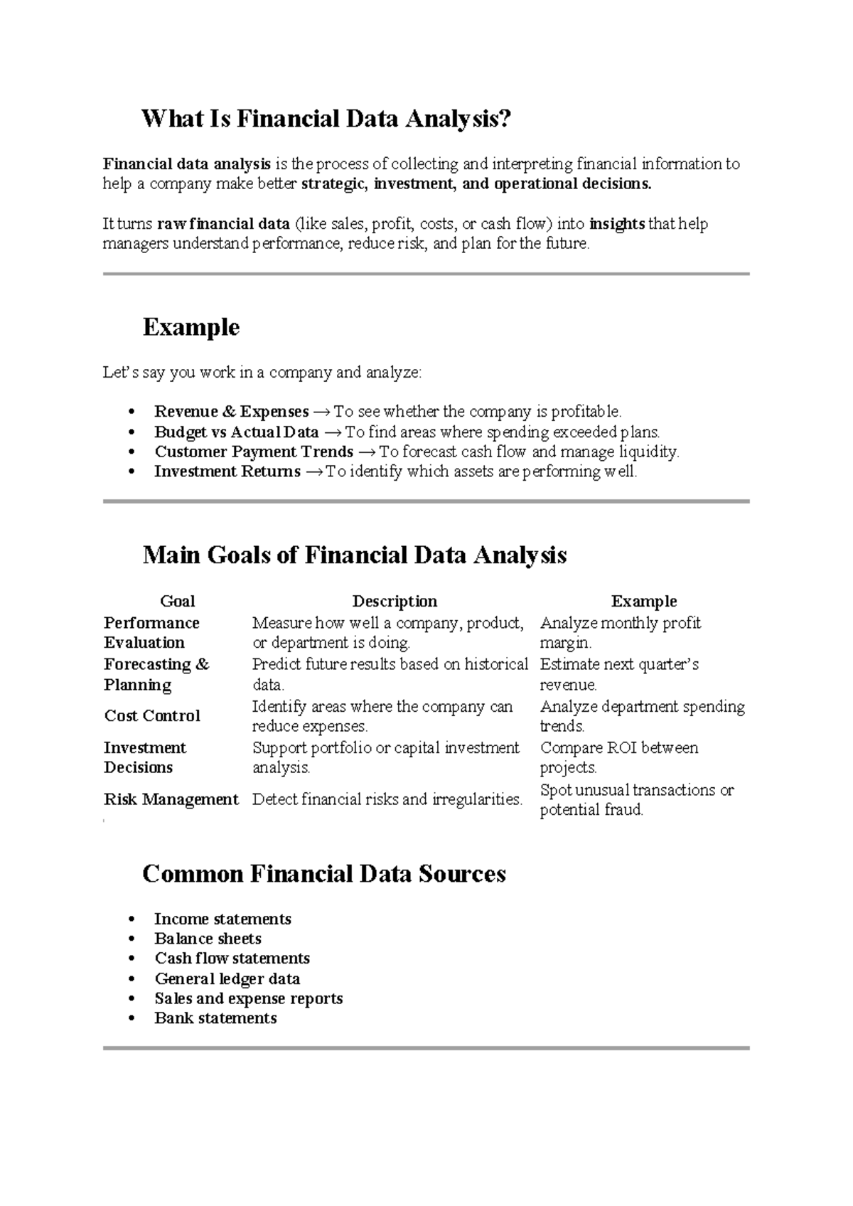 Financial Data Analysis Overview: Key Concepts & Tools - Studocu