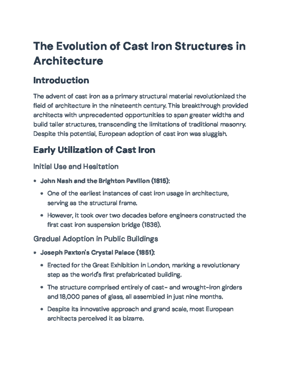The Evolution of Cast Iron Structures in Architecture: 19th Century ...