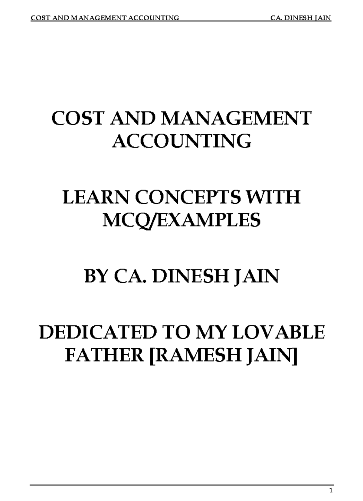 Costing - Concept Book (Edition 3) with Questions and Notes - Studocu
