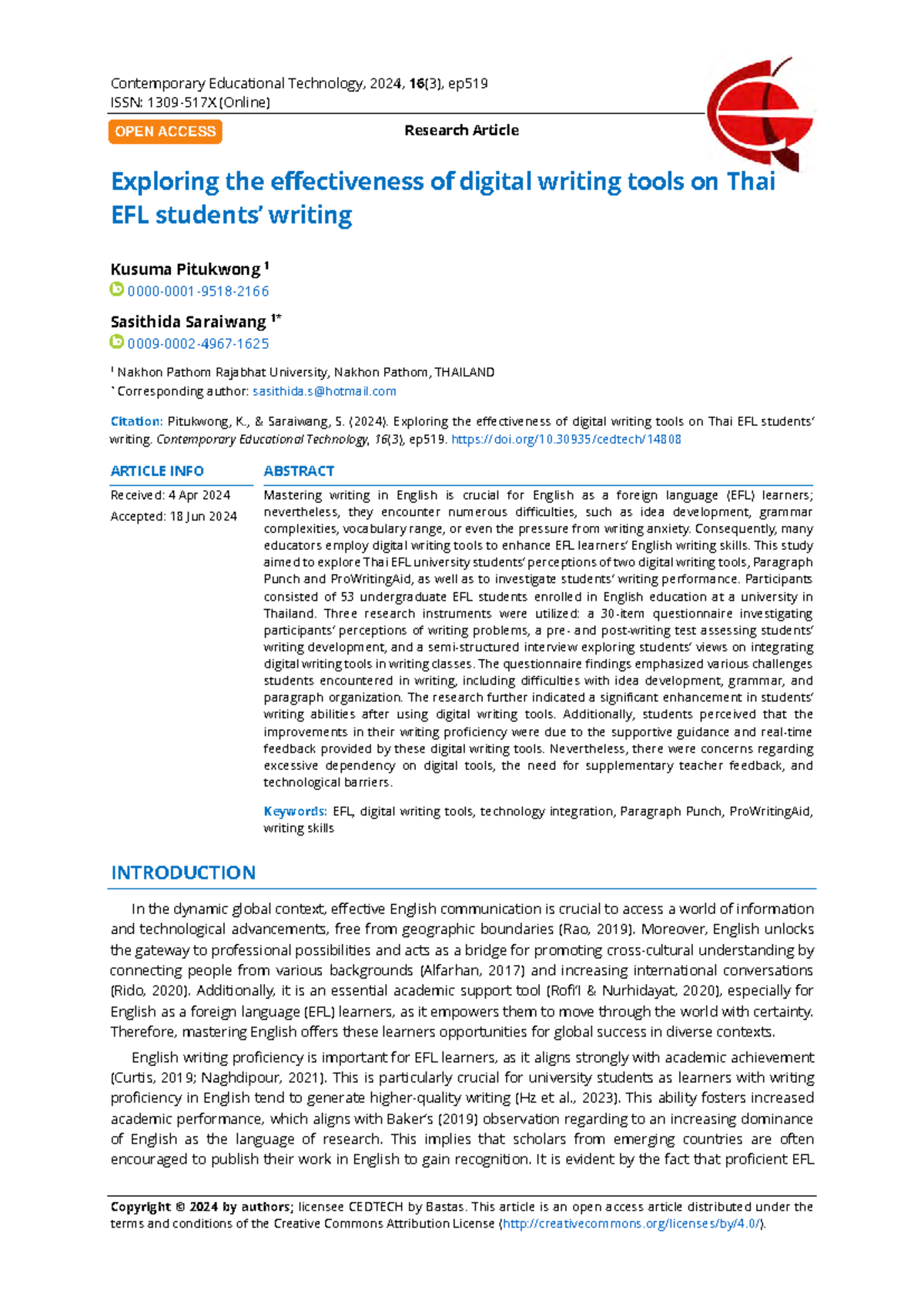 EJ1437433 - Exploring Digital Writing Tools for Thai EFL Students ...