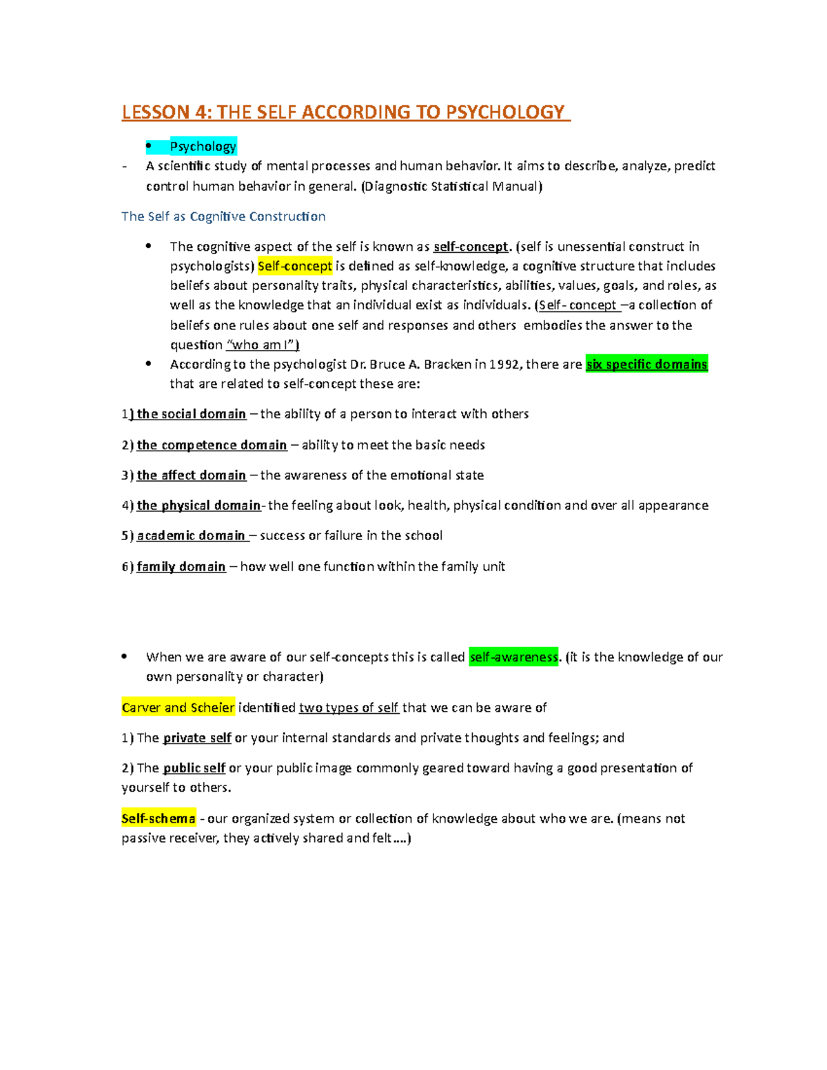 THE SELF According TO Psychology - LESSON 4: THE SELF ACCORDING TO ...