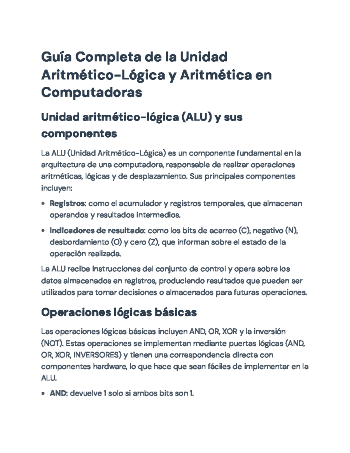 Guía Completa sobre la Unidad Aritmético-Lógica (ALU) en Computadoras ...