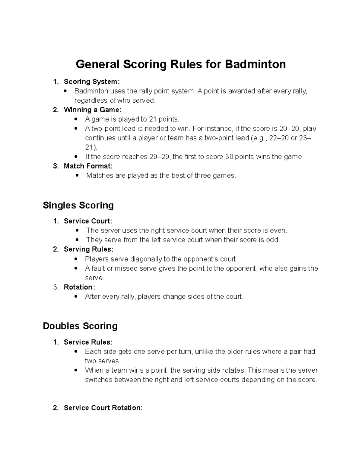 Badminton Scoring Rules: A Comprehensive Guide to Rally Point System - Studocu