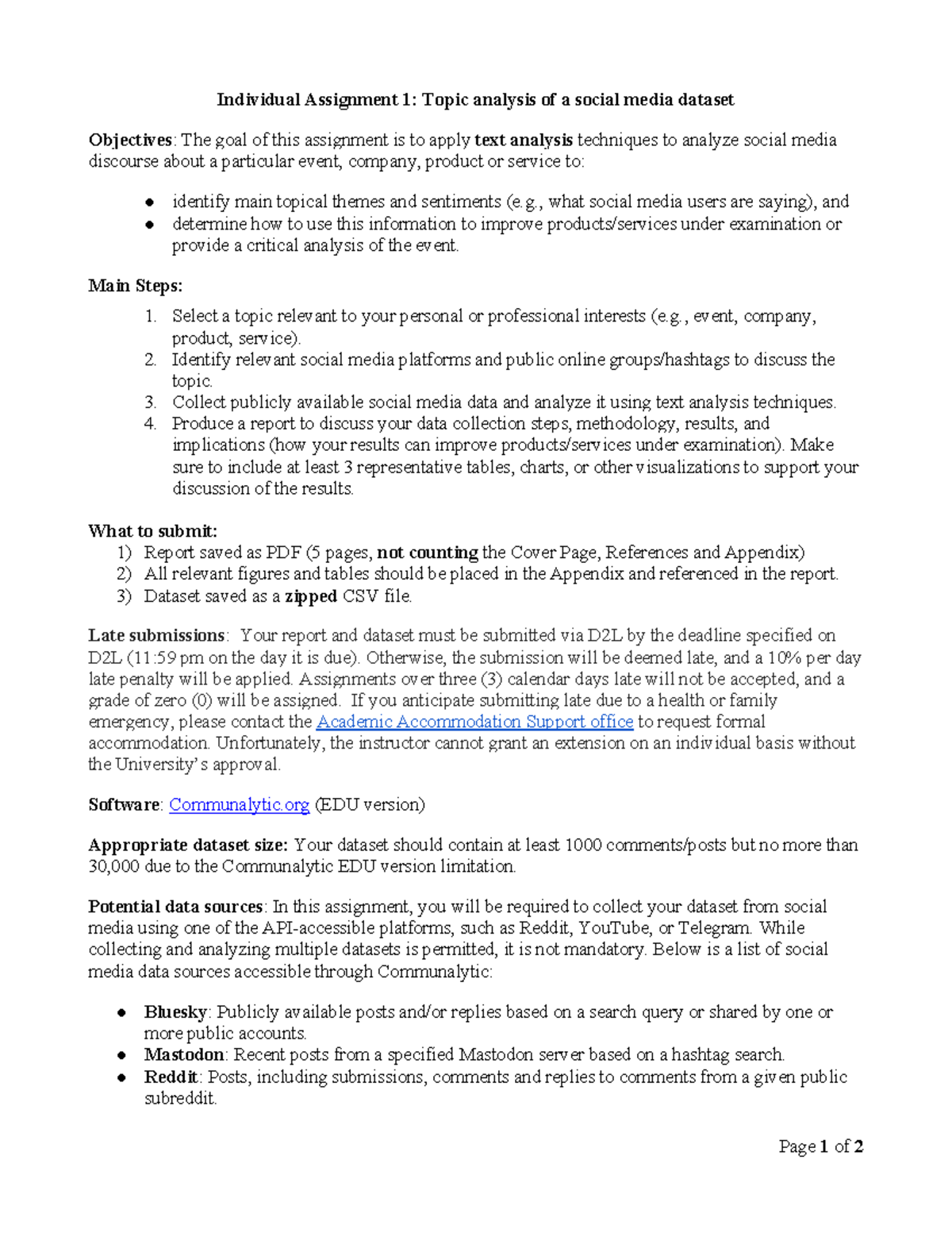 ITM795 - A1 F24 - Social Media Text Analysis Assignment 1 - Studocu