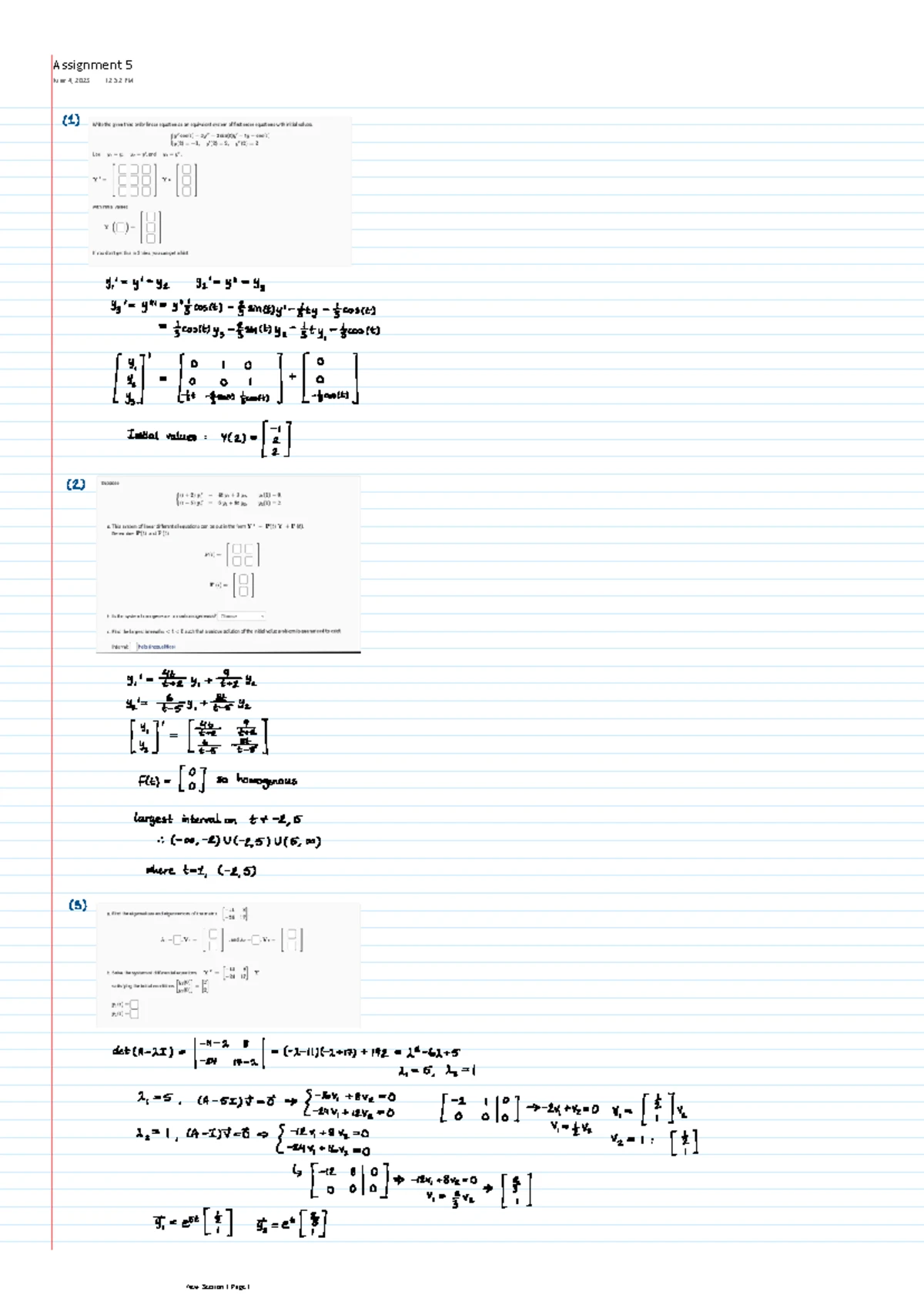 Math 375 Assignment 1: Differential Equations Problems and Solutions ...