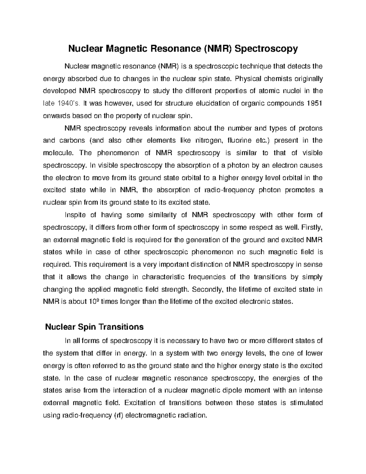 NMR Spectroscopy: Principles and Applications in Physical Chemistry ...