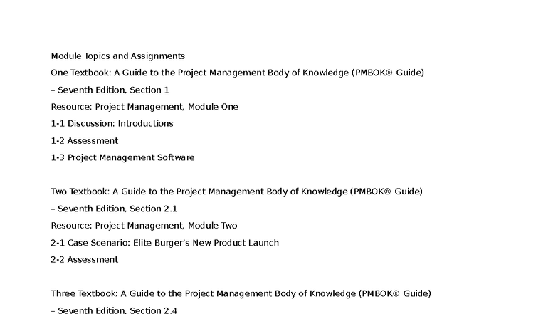 PM 101: Class Schedule & Module Assignments Overview - Studocu