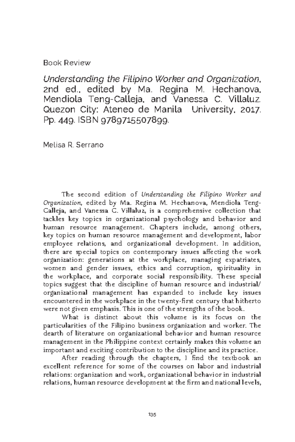 Book Review: Understanding the Filipino Worker and Organization (2nd ed ...