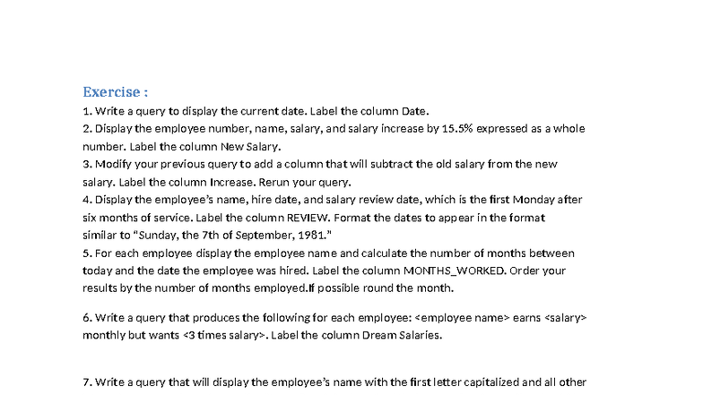Lab3 - SQL Queries for Employee Data Analysis - Studocu