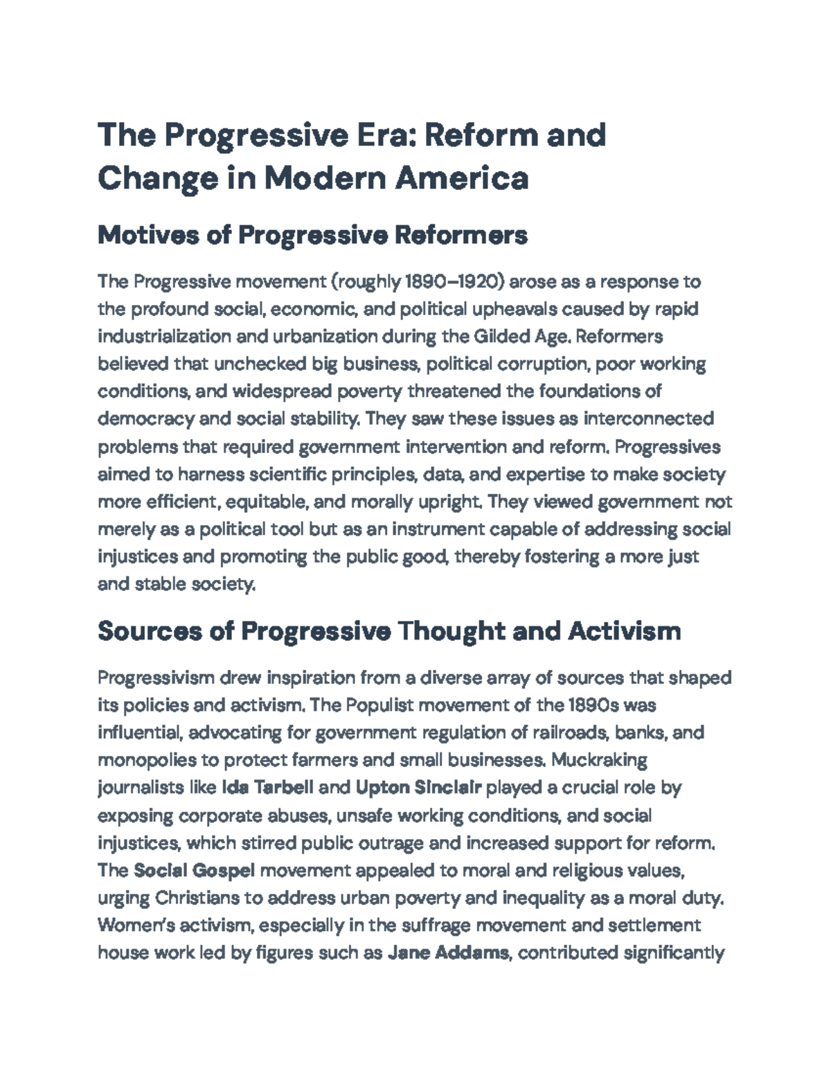 The Progressive Era: Key Reforms & Leaders in Modern America - Studocu